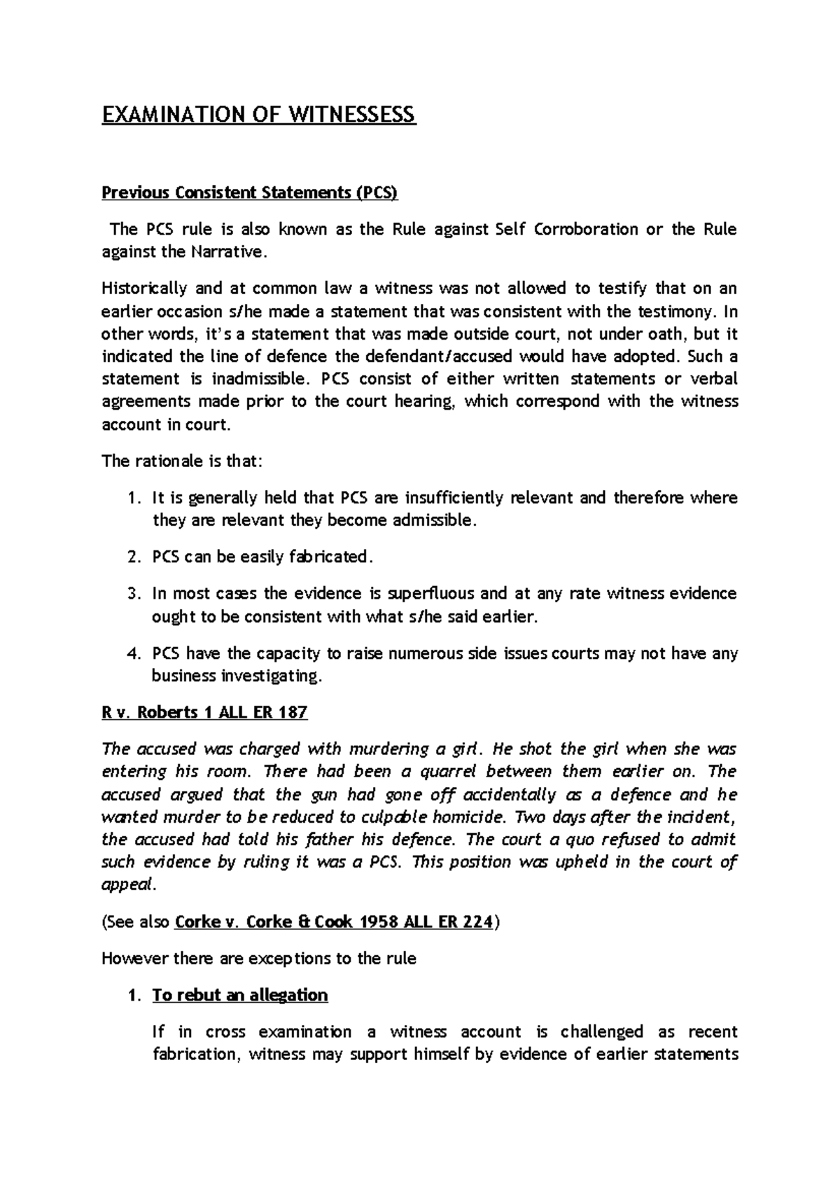 3. Examination OF Witnesses LAW OF EVIDANCE LECTURE NOTES - EXAMINATION ...