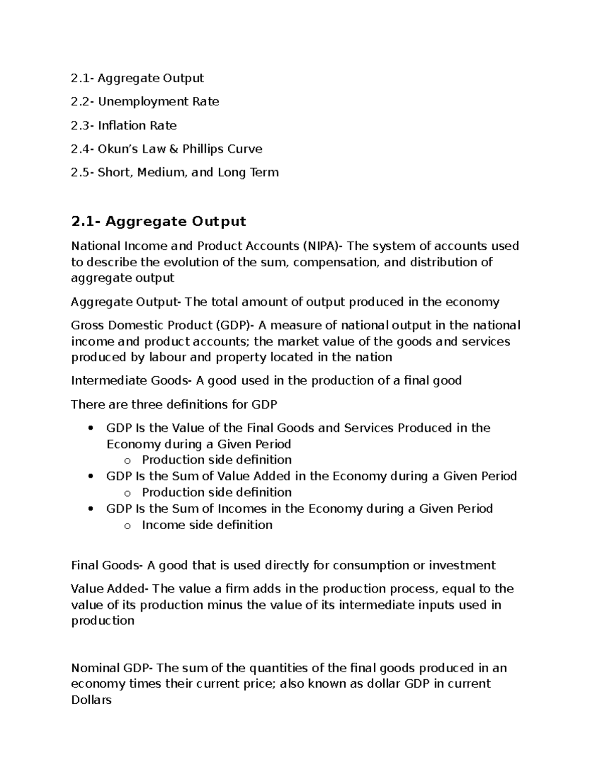 Chapter 2- A tour of the book - 2- Aggregate Output 2- Unemployment Rate 2- Inflation Rate 2 ...