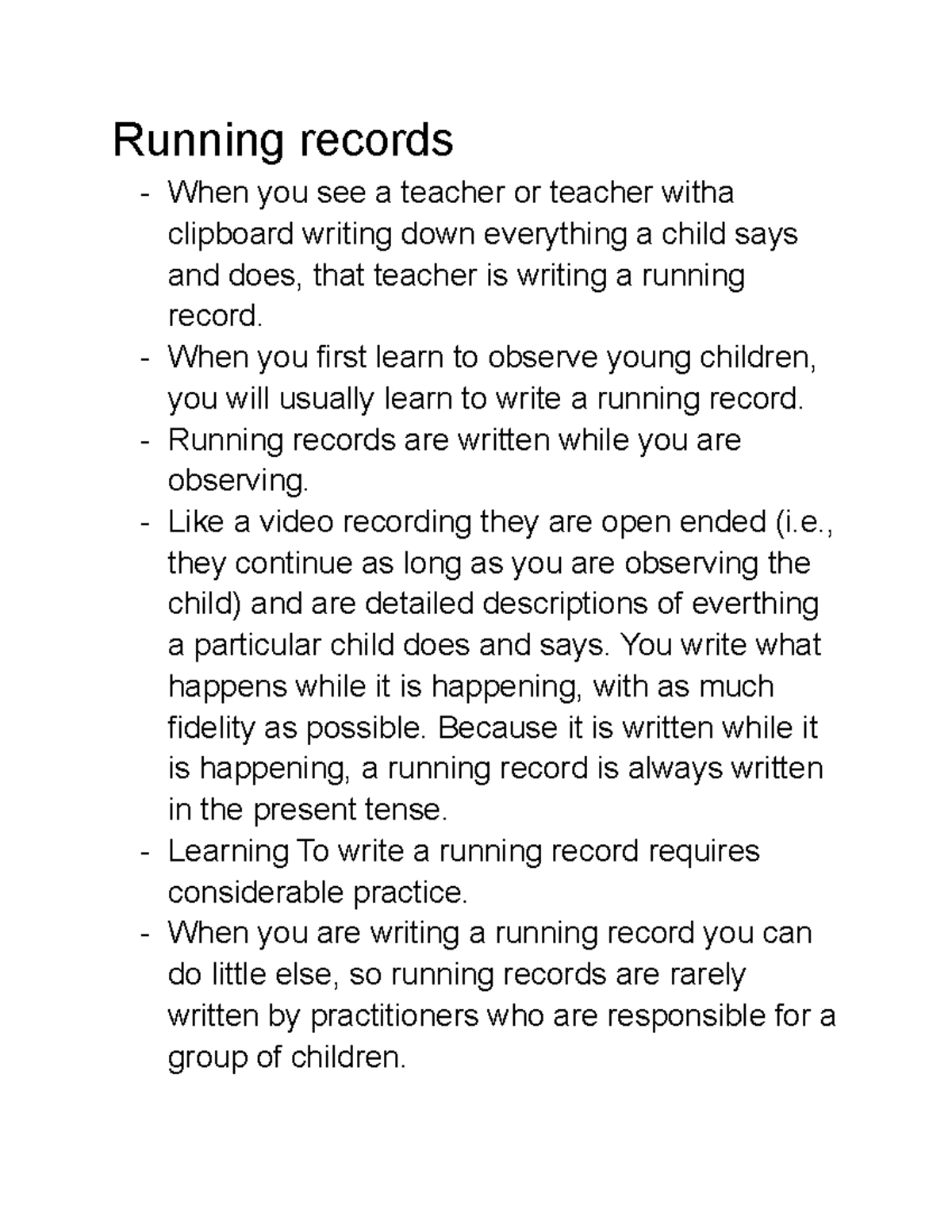 Running records - Running records When you see a teacher or teacher ...