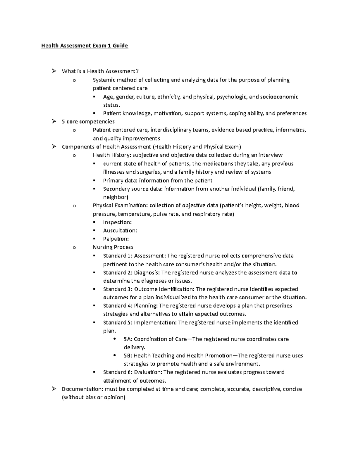 Health Assessment Exam 1 Guide Health Assessment Exam 1 Guide What Is