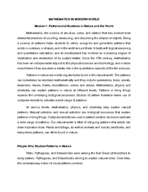 Math 1. Unit 1.Module 1-2 - Definition of Mathematics Mathematics is ...