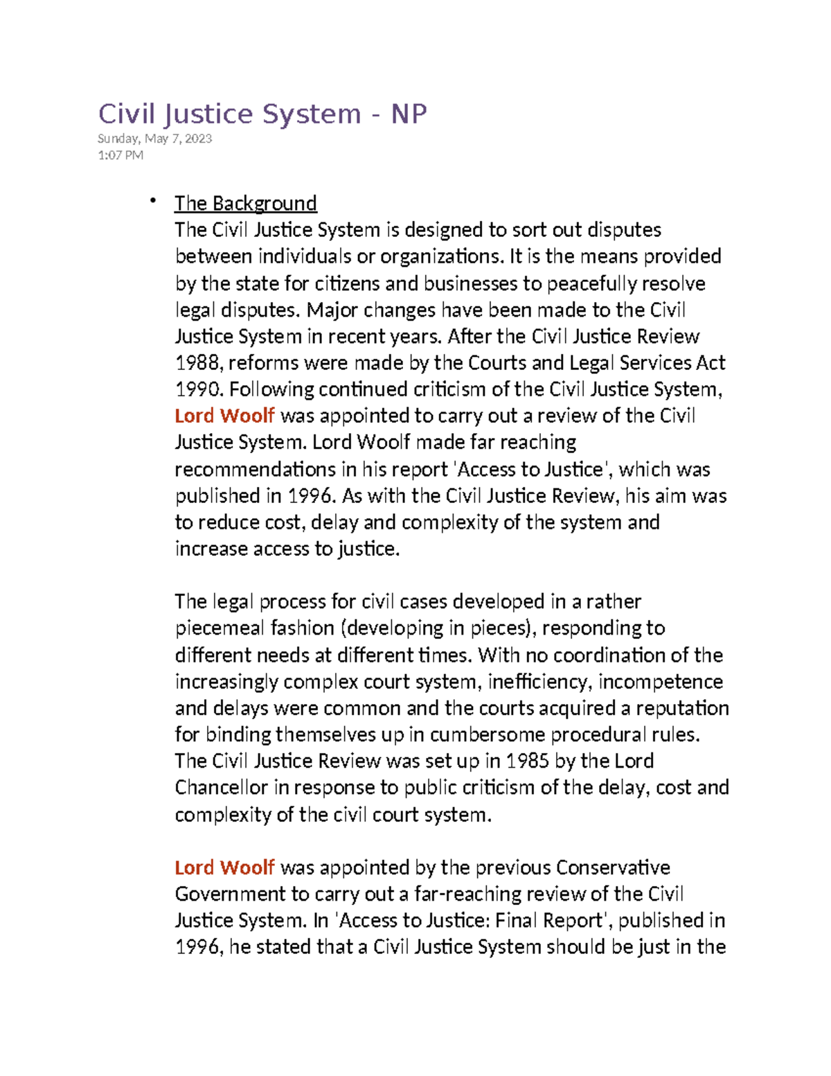 Civil Justice System NP - It is the means provided by the state for ...