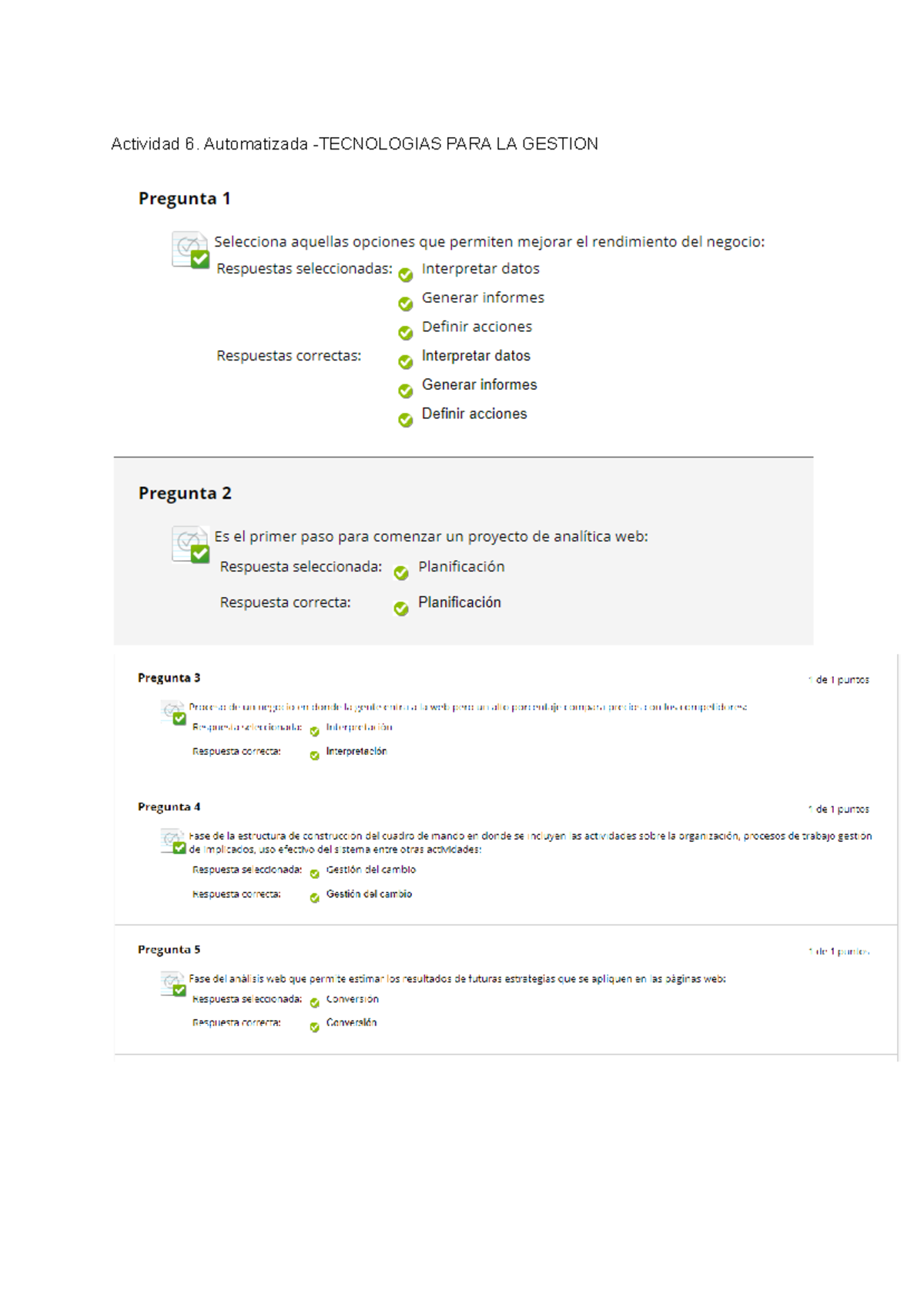 Actividad 6. Automatizada - Tecnologias PARA LA Gestion - Tecnologias Para la Gestion - Studocu