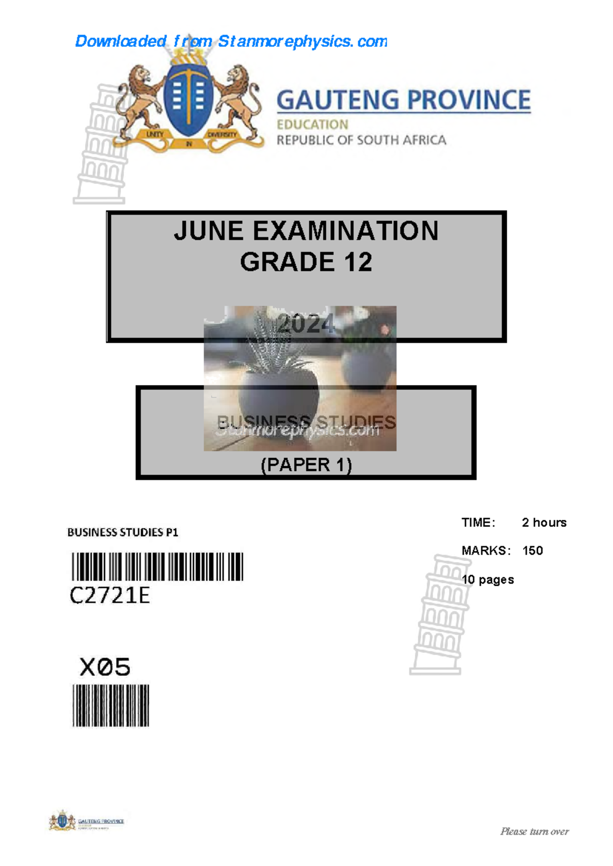 GP Business Studies Grade 12 June 2024 P1 and Memo - Please turn over ...