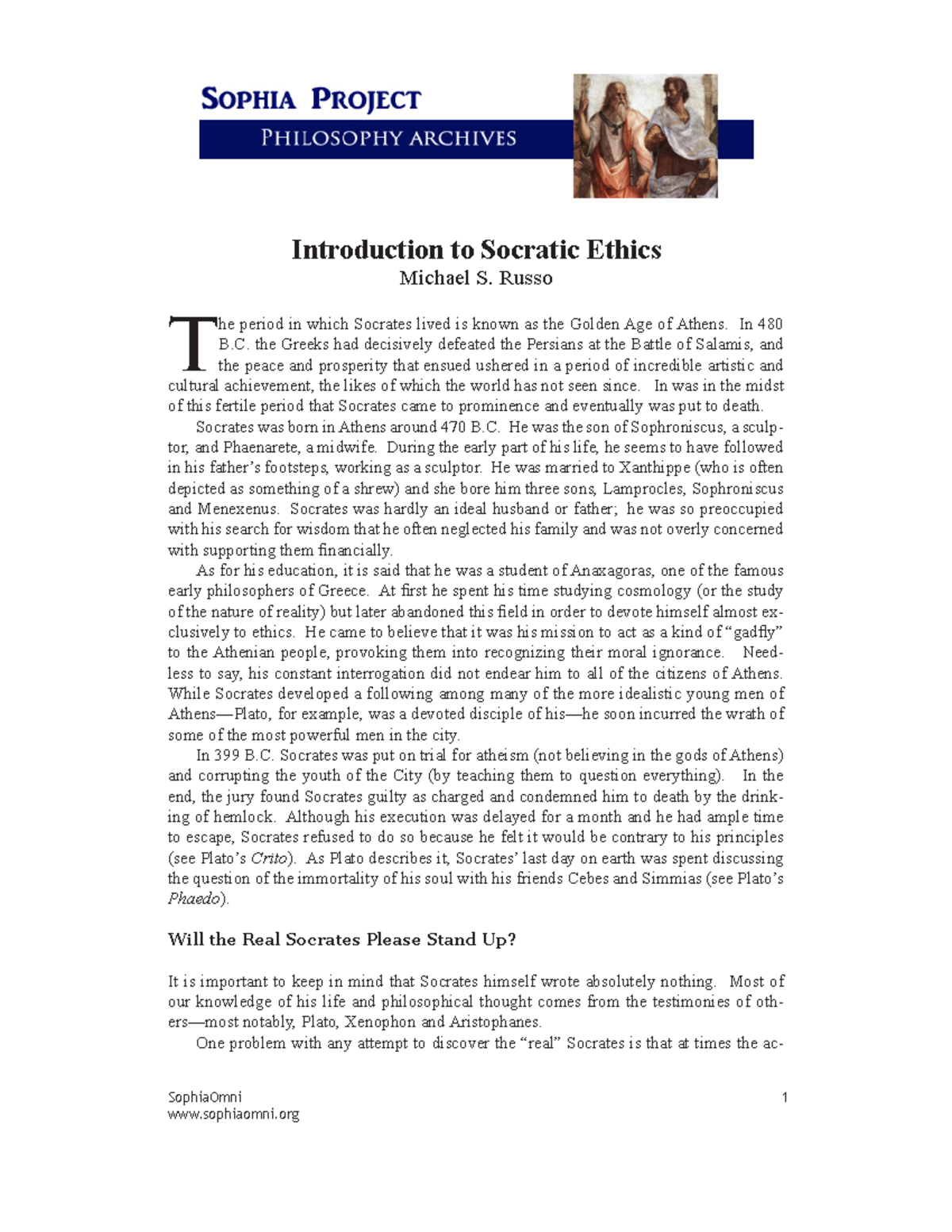 032 - Ethical Philosophies of Socrates - SophiaOmni 1 Introduction to ...