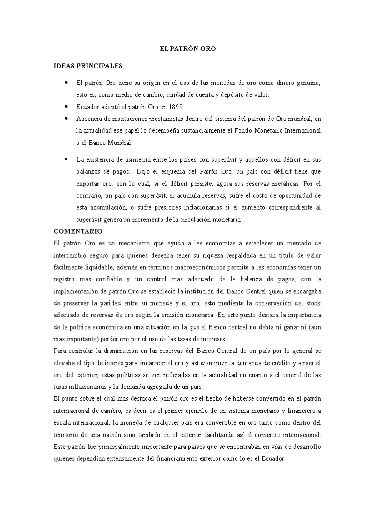 Patron ORO Lección - Sobre el patrón Oro - EL PATRÓN ORO IDEAS ...