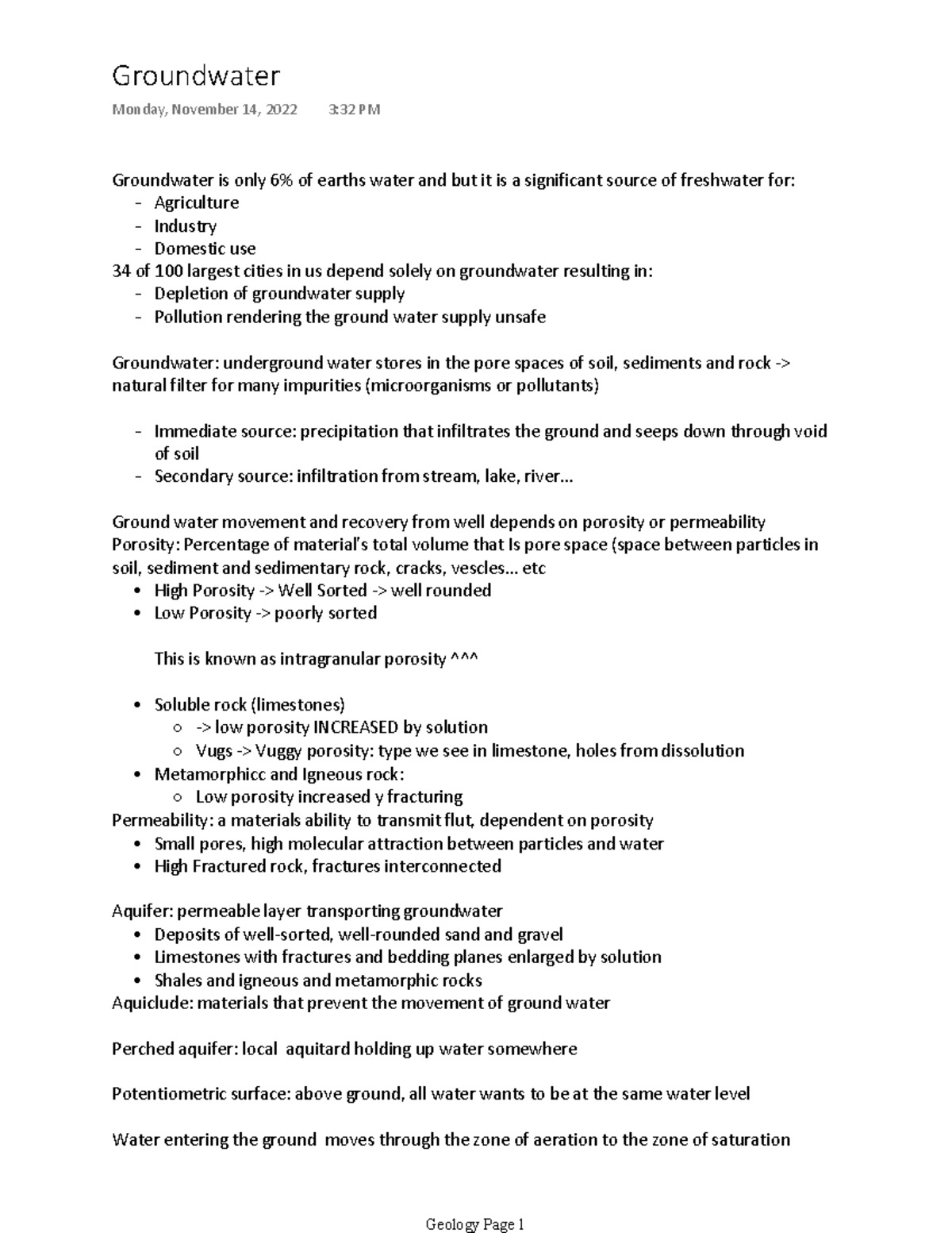 Geology 18 - Ground Water - Groundwater is only 6% of earths water and ...