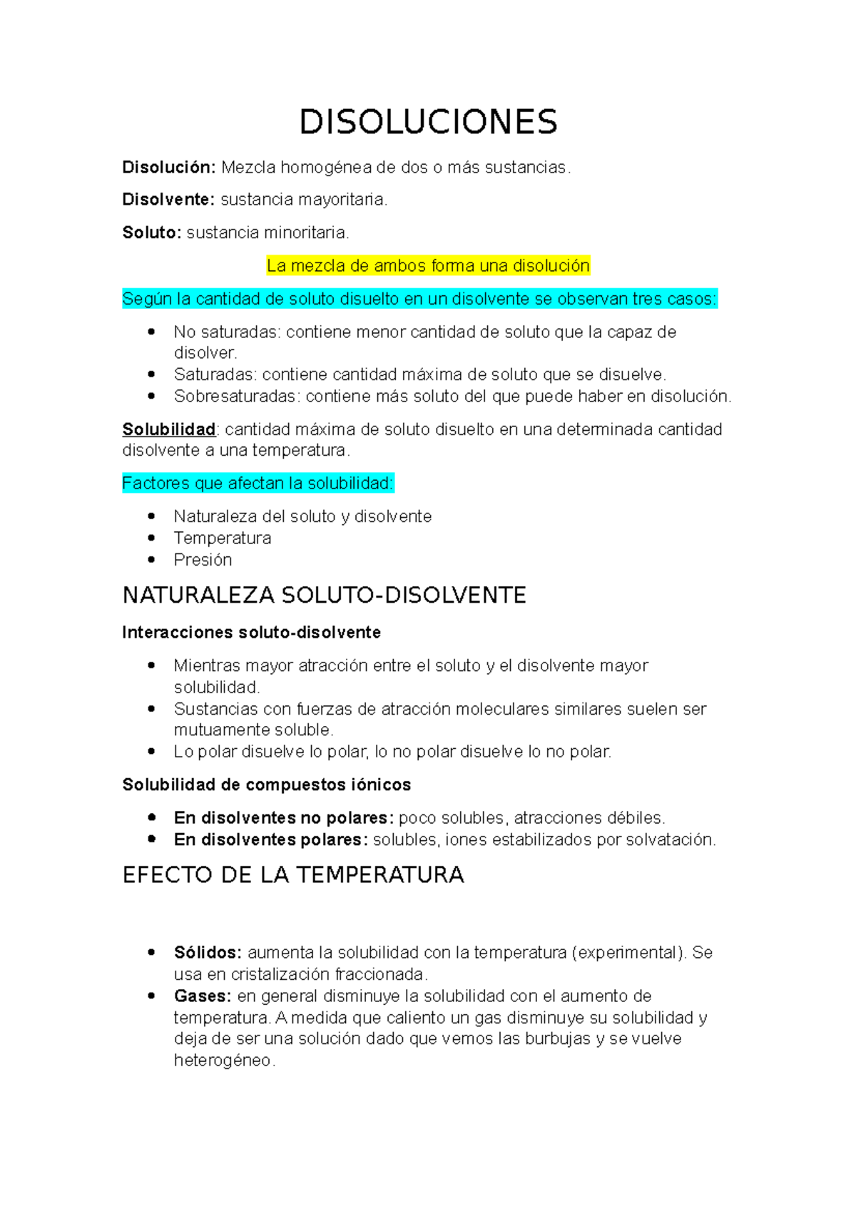 Disoluciones - DISOLUCIONES Disolución: Mezcla homogénea de dos o más ...