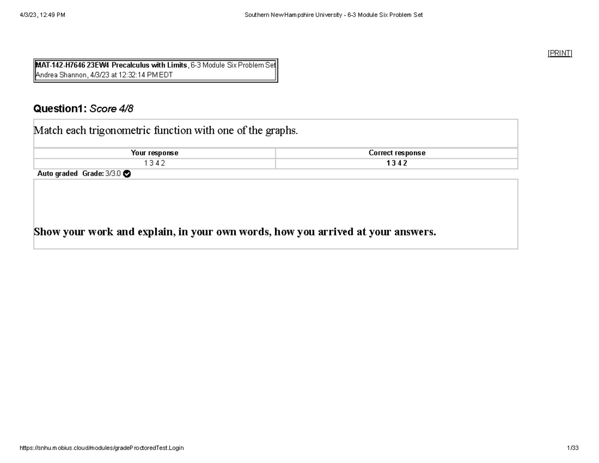 Southern New Hampshire University - 6-3 Module Six Problem Set ...