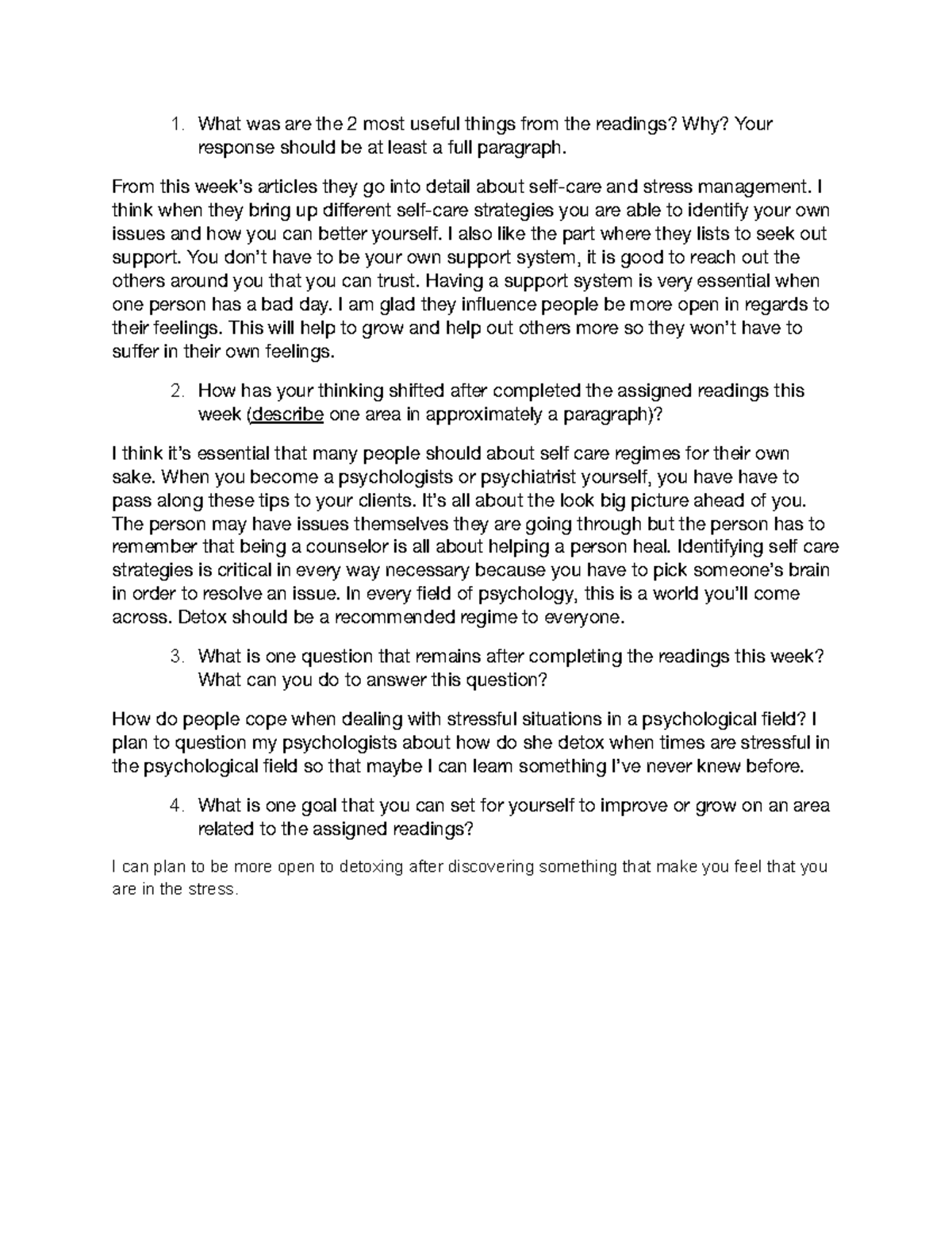 Reading Reflection 6 - Notes - What was are the 2 most useful things ...