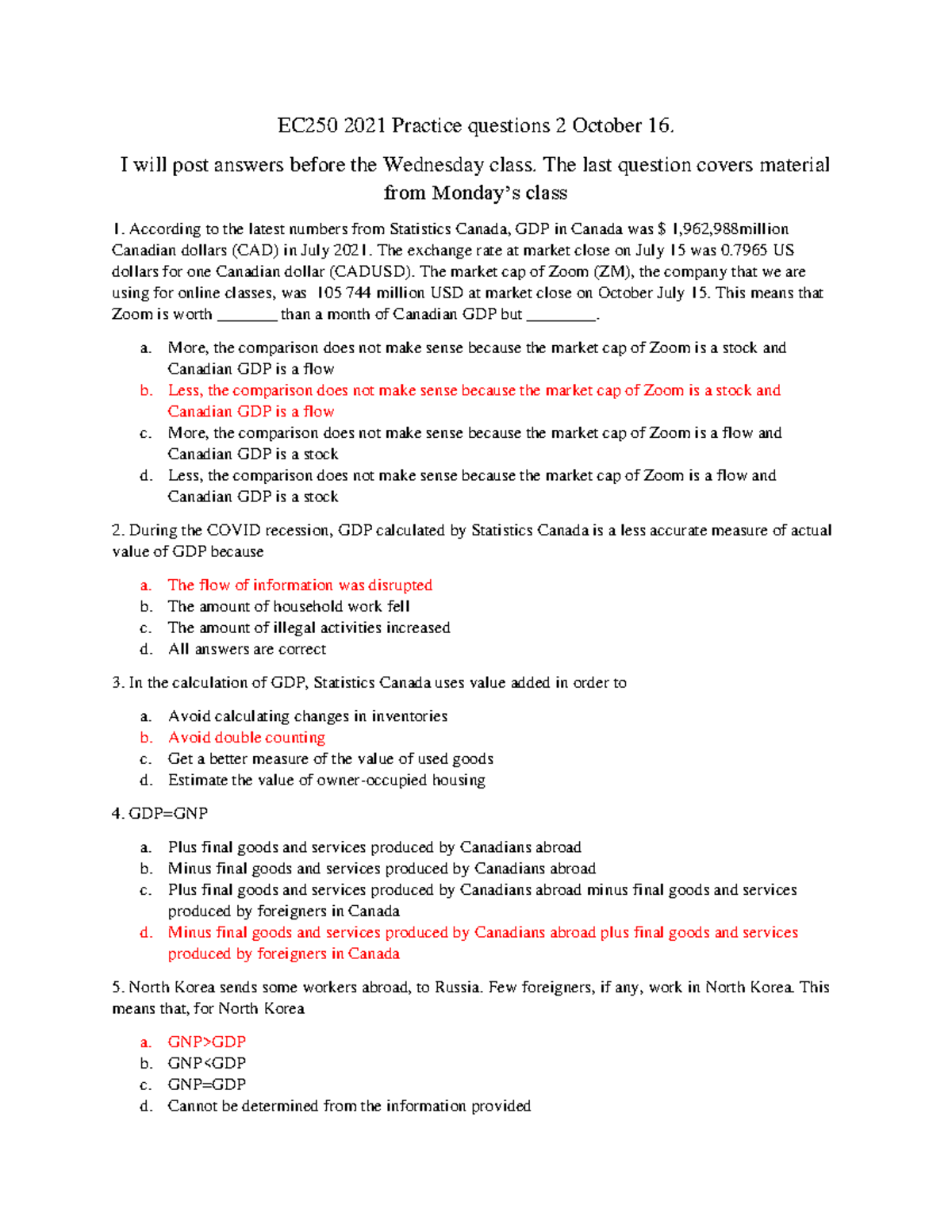 EC250 2021 practice questions set 2 answers - EC250 - WLU - Studocu