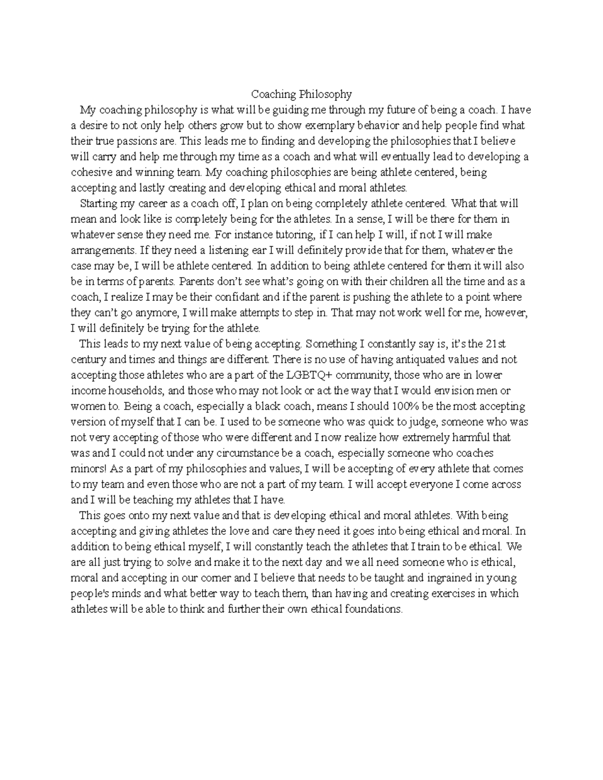 Coaching Philosophy - Dr. Fogaca - Coaching Philosophy My coaching ...