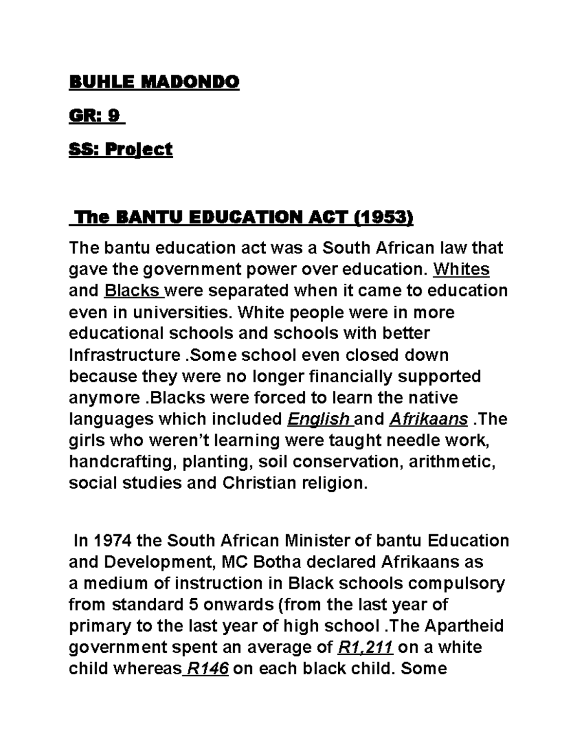 Buhle Madondo Fgwrgrgr BUHLE MADONDO GR 9 SS Project The BANTU buhle-madondo-fgwrgrgr-buhle-madondo-gr-9-ss-project-the-bantu