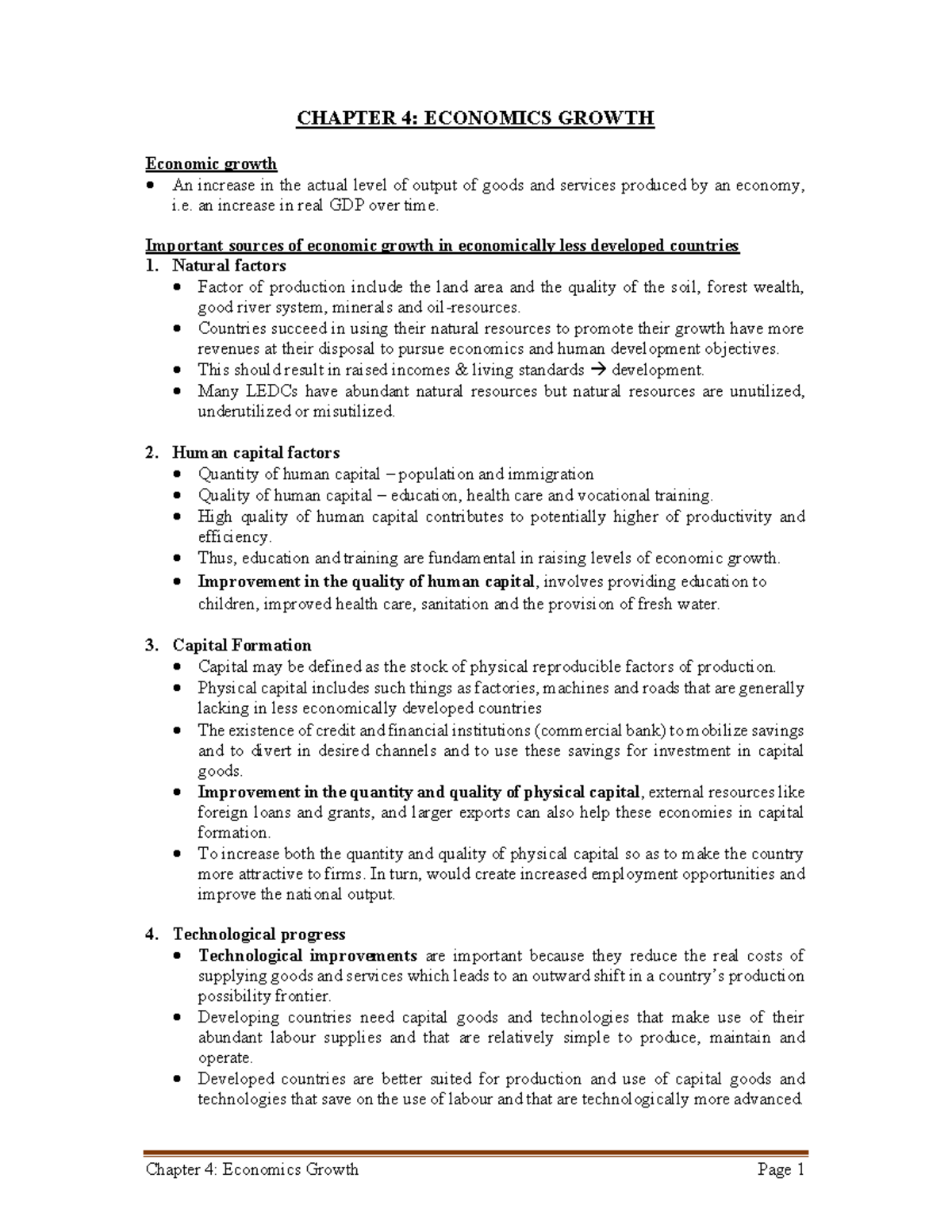 Chapter 4 Economics Growth - CHAPTER 4: ECONOMICS GROWTH Economic ...