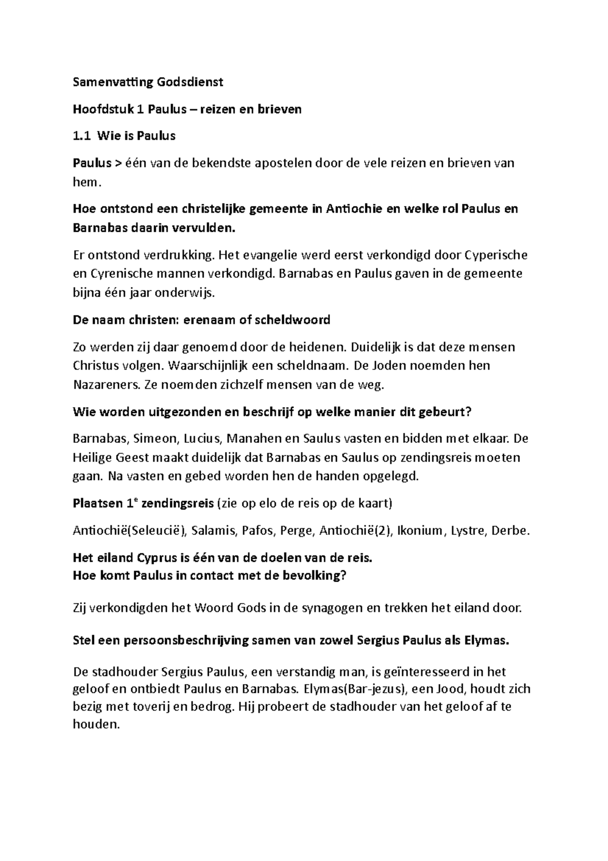 Samevatting godsdienst - Samenvatting Godsdienst Hoofdstuk 1 Paulus ...