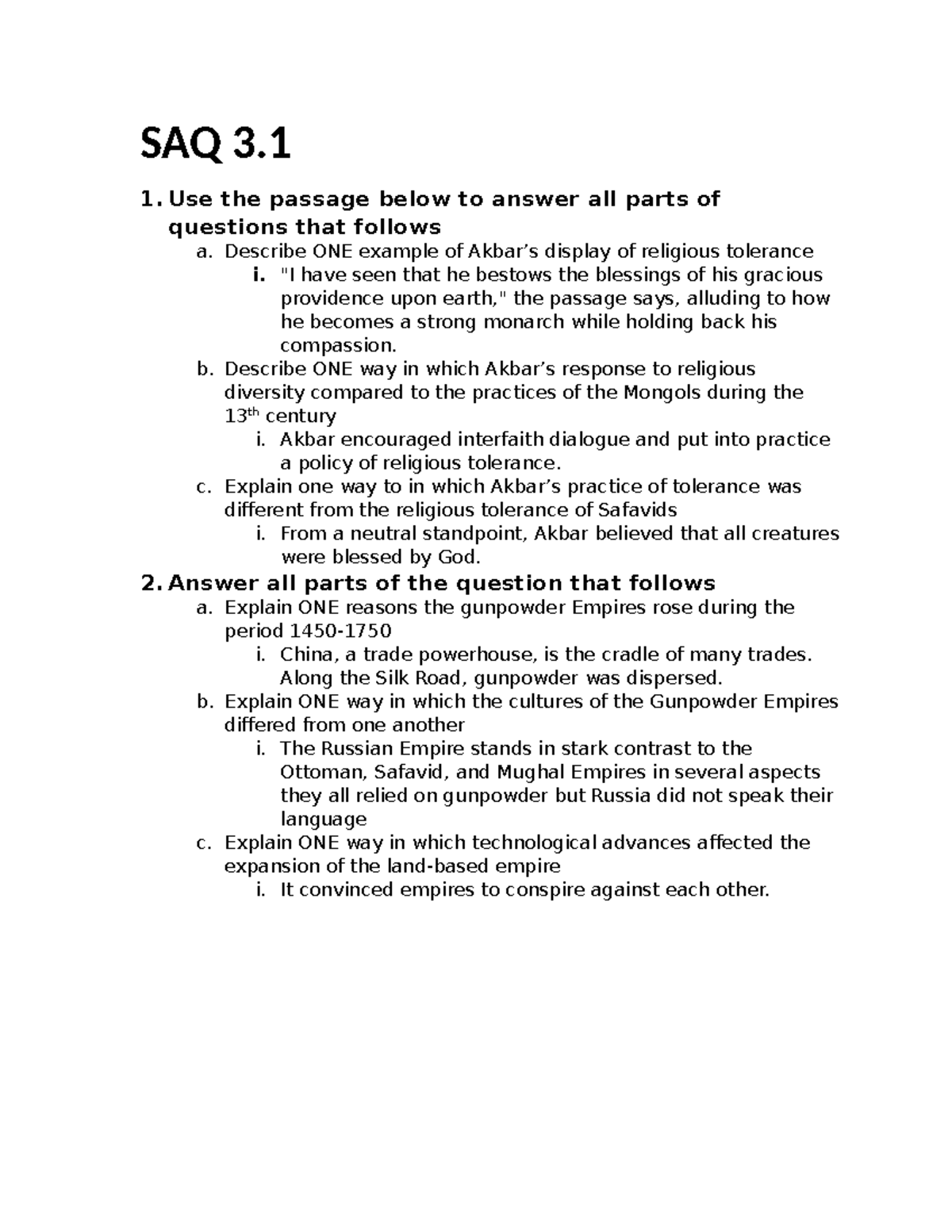 SAQ 3 - SAQ - SAQ 3. 1. Use the passage below to answer all parts of ...