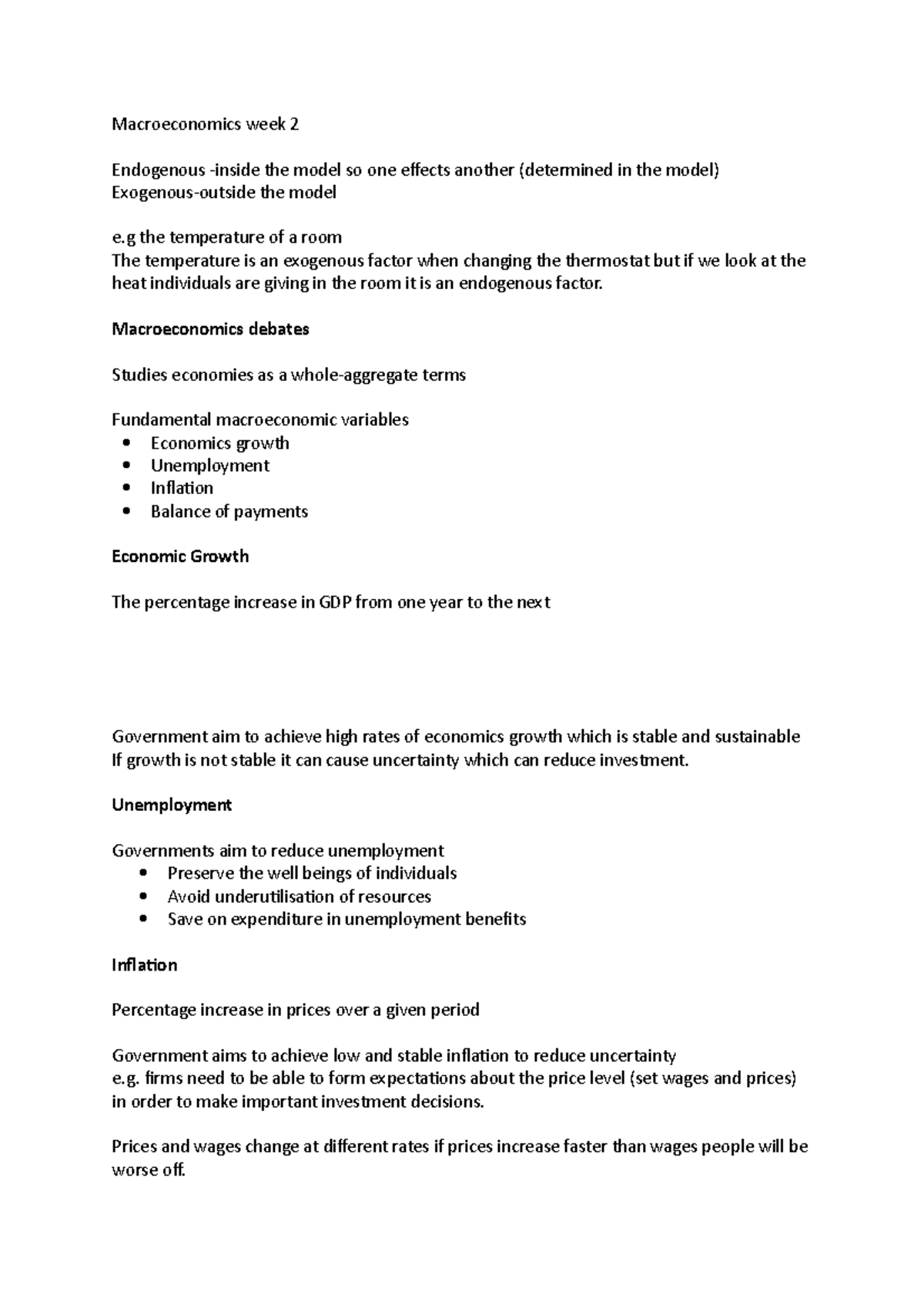 Macroeconomics week 2 - The basics - ECO-1A2Y - UEA - Studocu