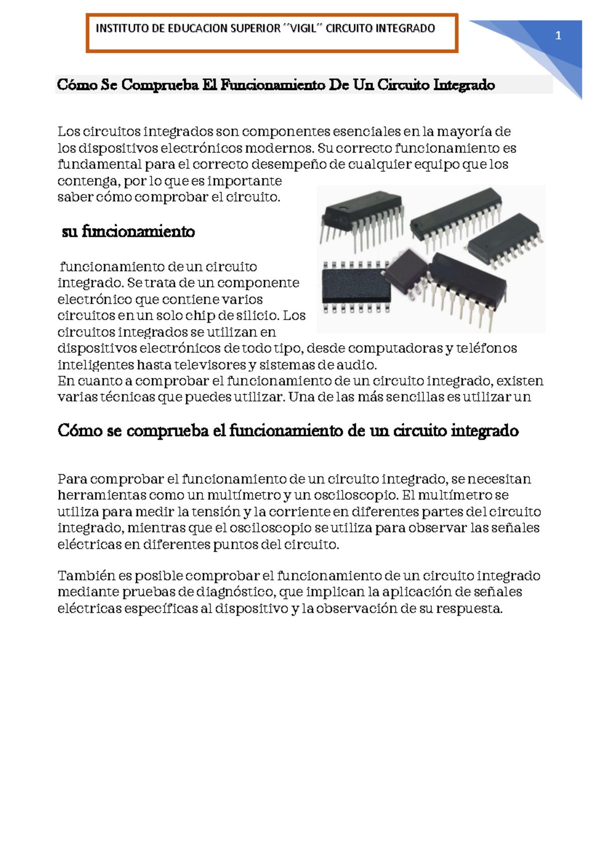 Cómo Se Comprueba El Funcionamiento De Un Circuito Integrado - 1 Cómo Se Comprueba El ...
