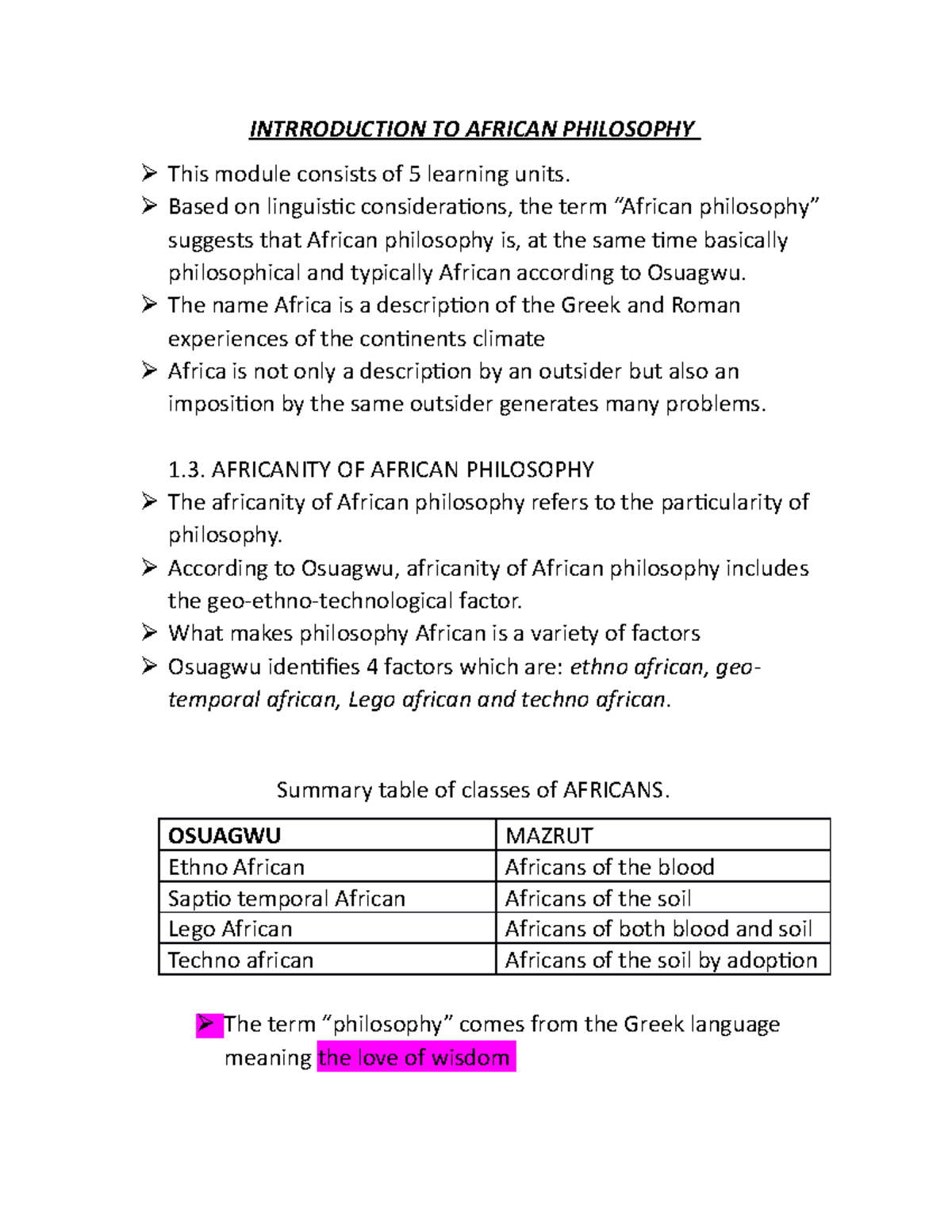 Intrroduction TO African Philosophy - INTRRODUCTION TO AFRICAN ...