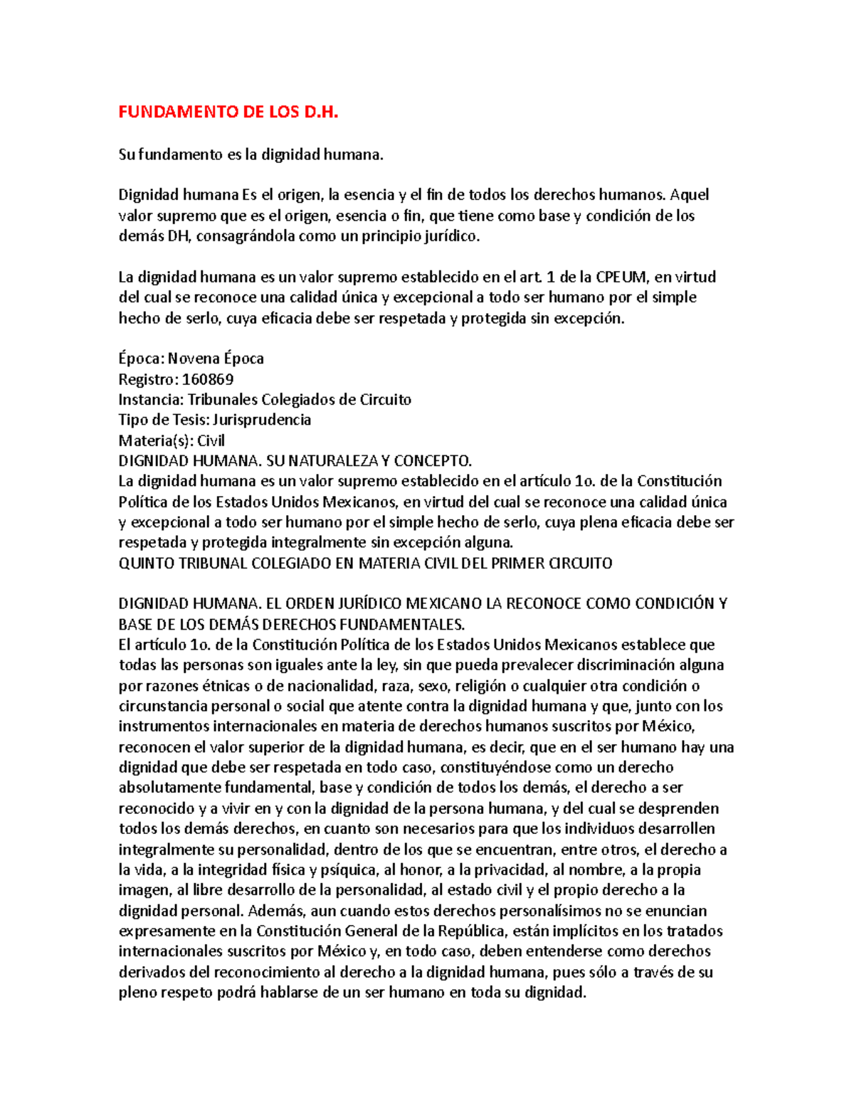 Fundamento DE LOS Derechos humanos - FUNDAMENTO DE LOS D. Su fundamento ...