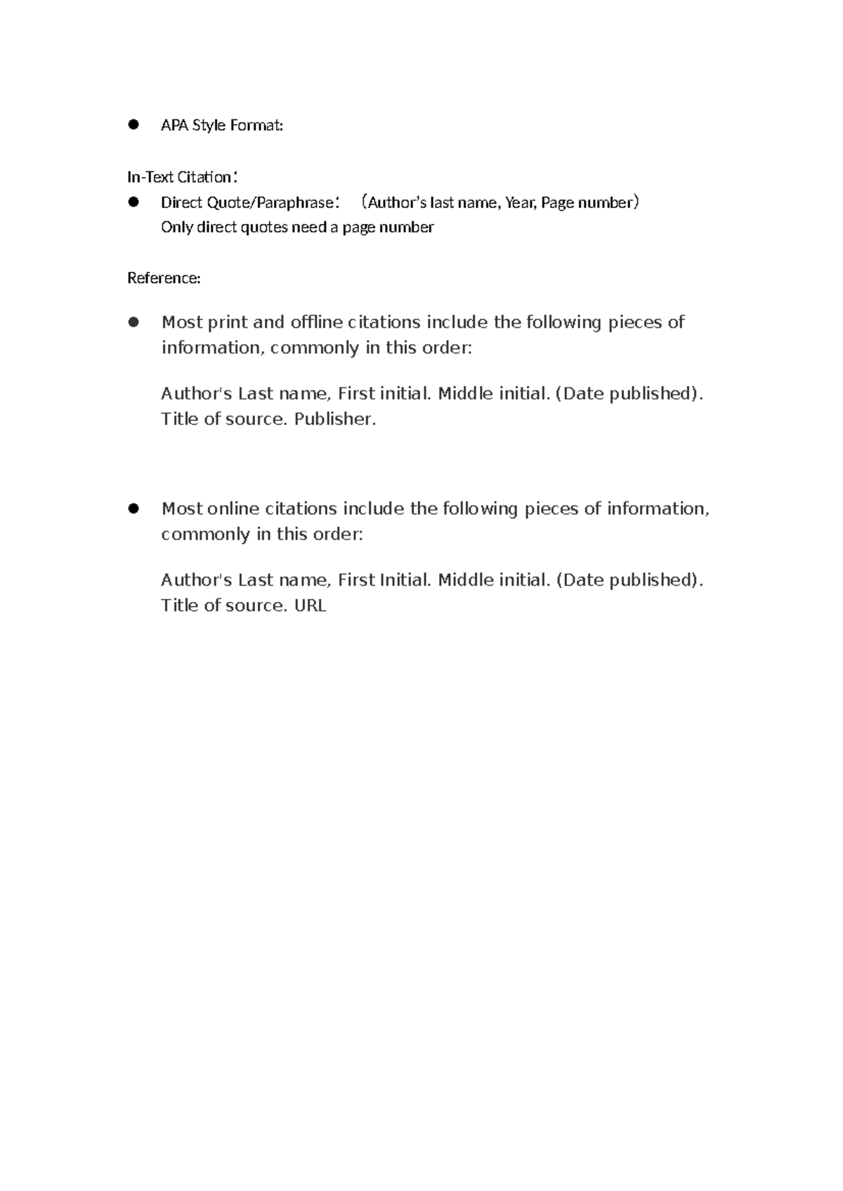 APA Style Format - 11111 - APA Style Format: In-Text Citation： Direct ...