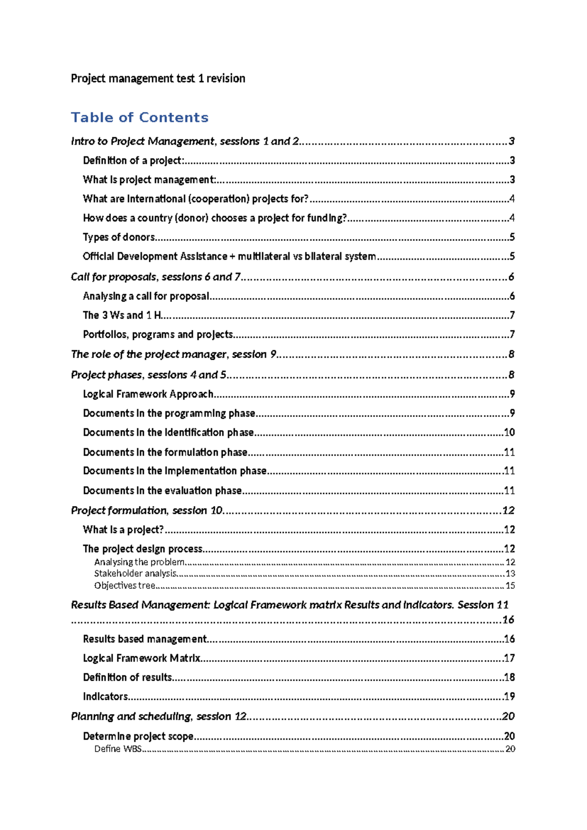 Project management notes final - Project management test 1 revision ...