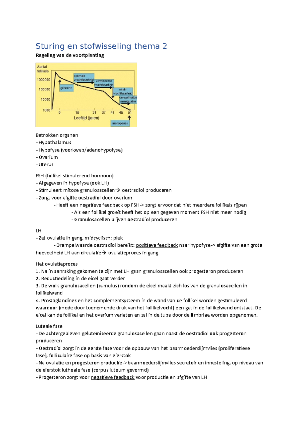 Thema 2 - Sturing en stofwisseling thema 2 Regeling van de ...