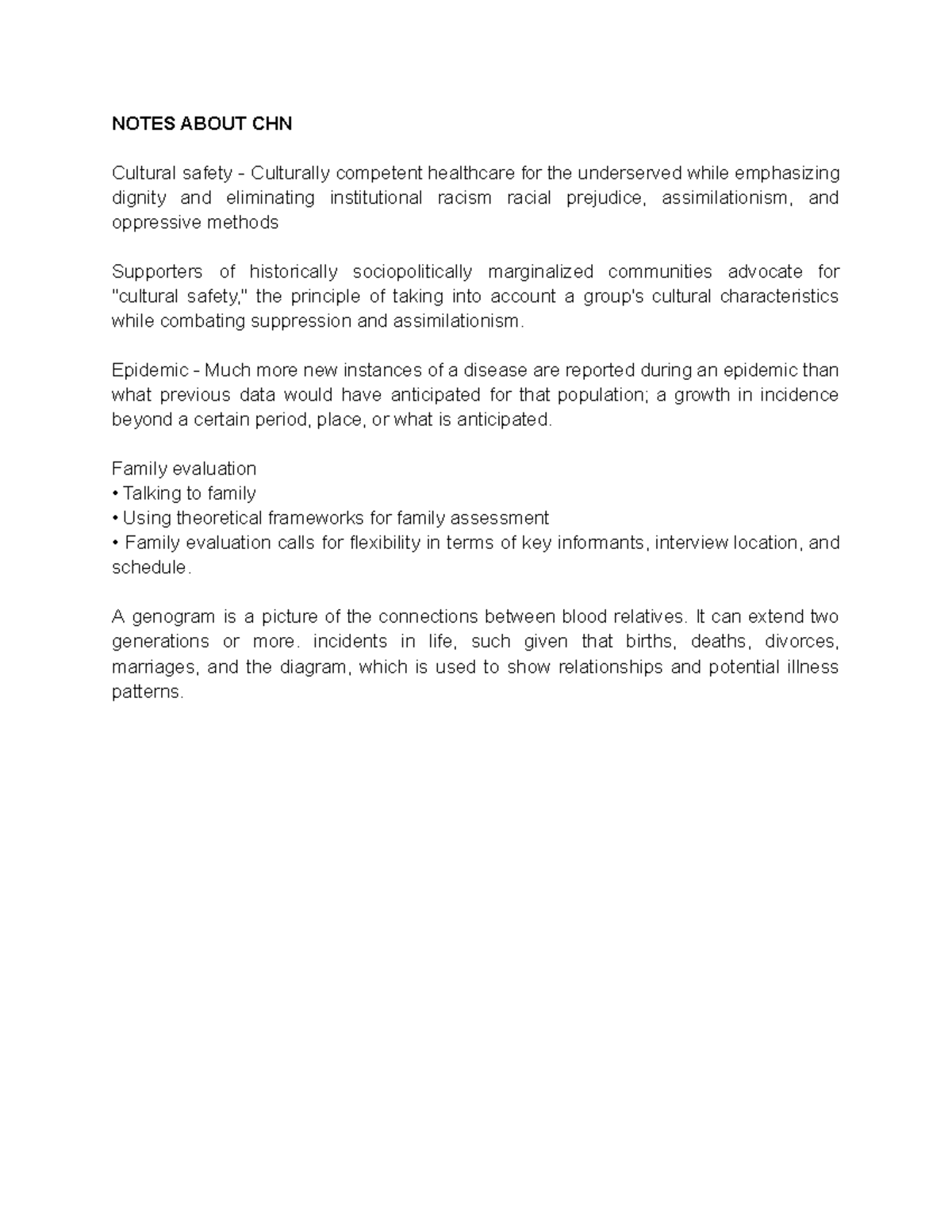Notes About CHN - NOTES ABOUT CHN Cultural safety - Culturally ...