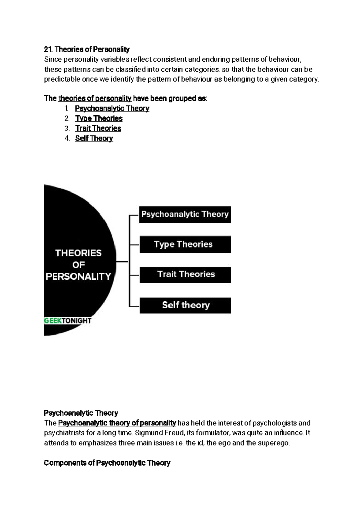 Theories Of Personality 2 1 T H E O R I E S O F P E R S O N A L I T