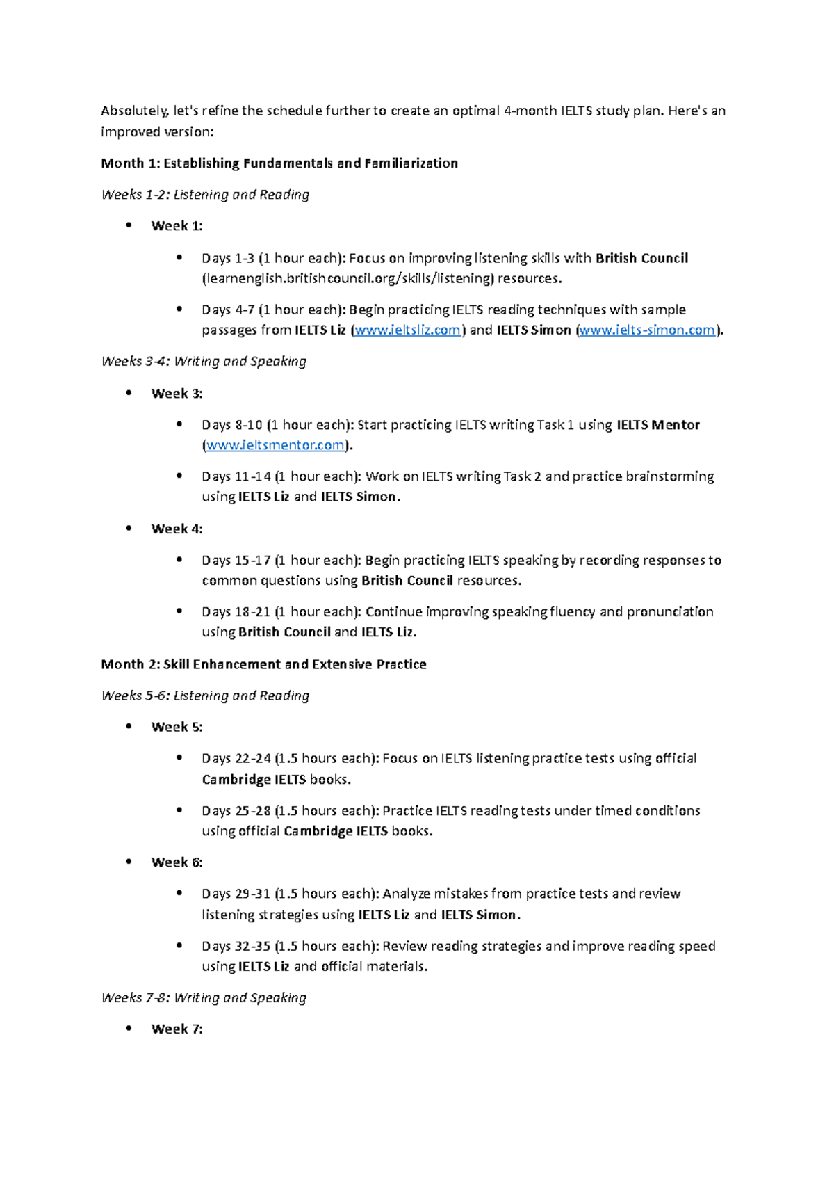 Schedule learning Ielts - Absolutely, let's refine the schedule further ...