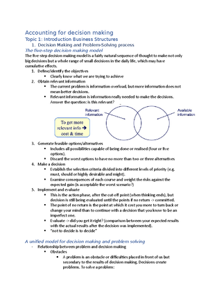 Accounting for decision making - Accounting Information for Decision ...