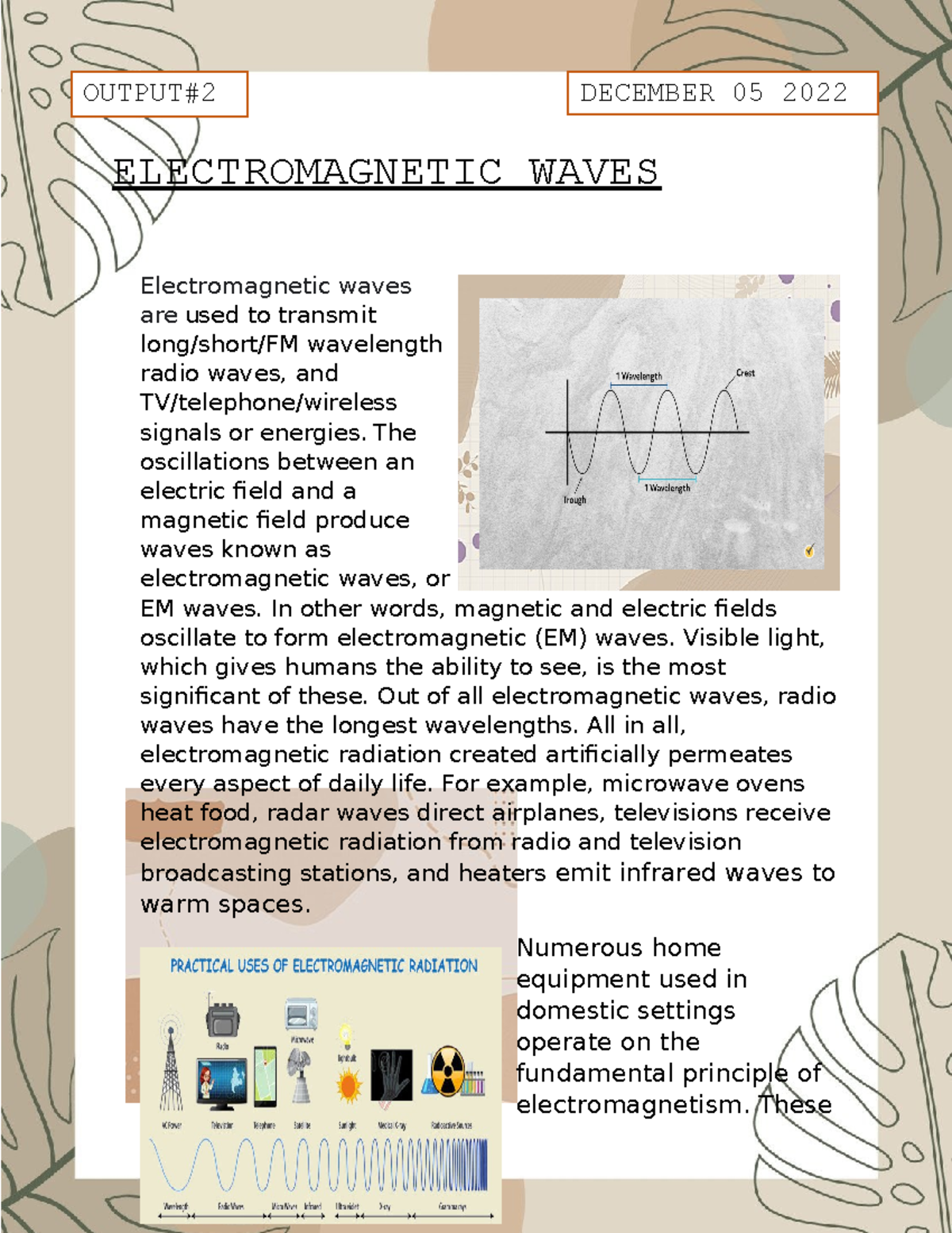 Electromagnetic Waves USES - ELECTROMAGNETIC WAVES Electromagnetic ...