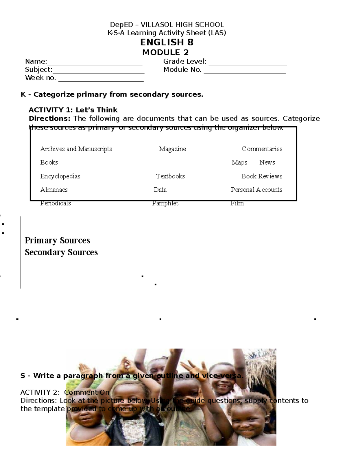 Q4 ENG 8 LAS Module 2 - LEARNING ACTIVITY SHEETS LEARNING ACTIVITY ...