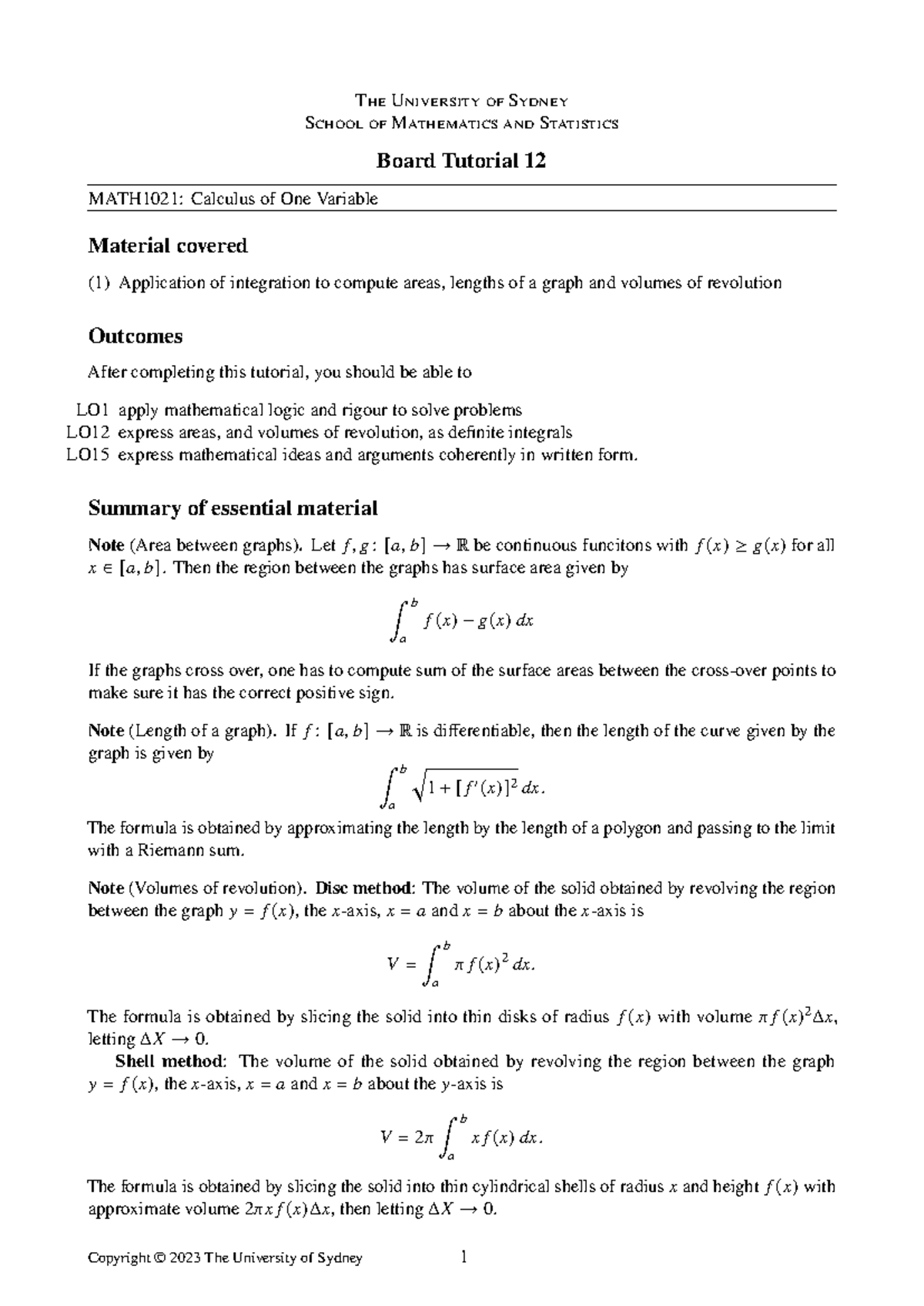 Board-tutorial-12 - Board-tutorial-12 - The University of Sydney School ...