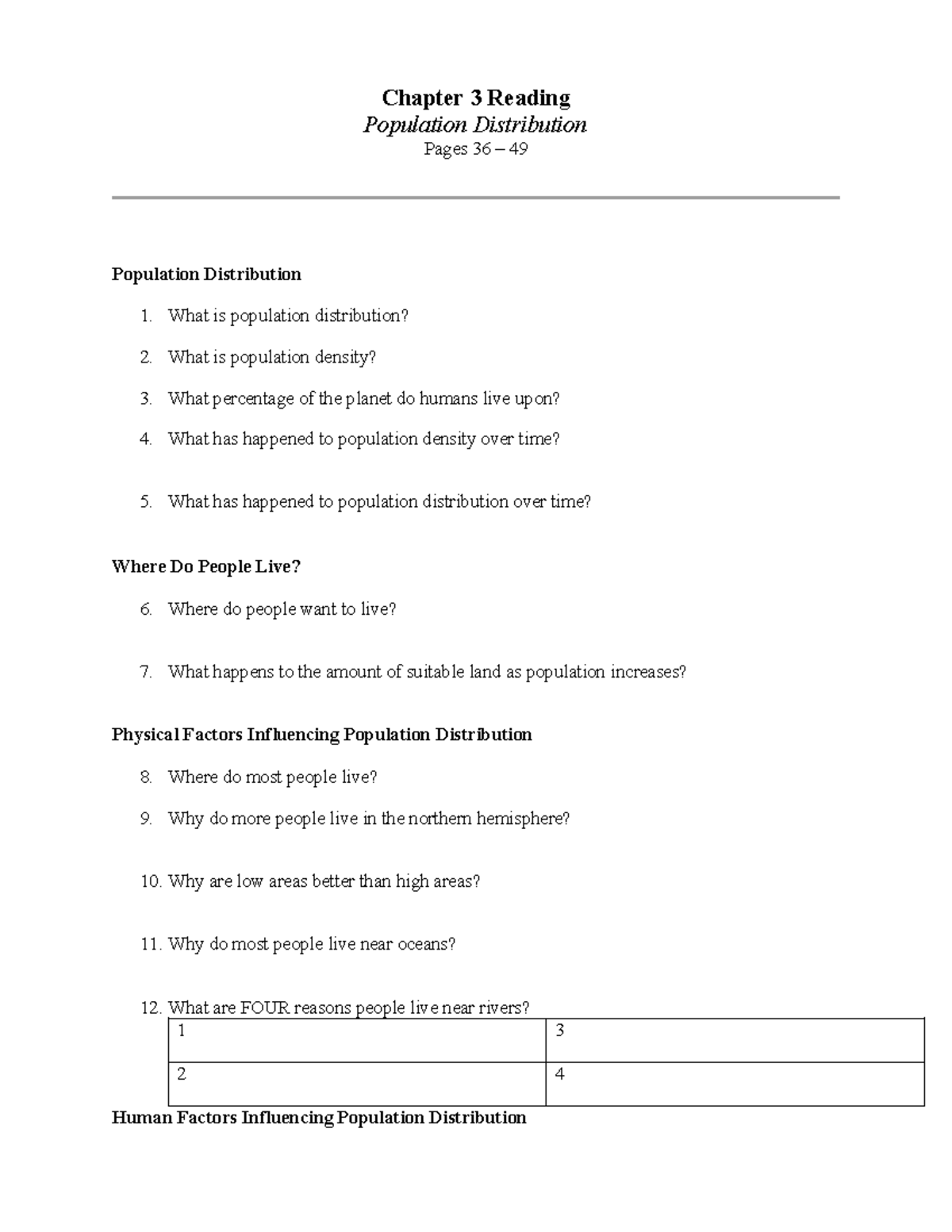 Aphug+ Amsco+Ch+3 - Ch 3 of APHG Amsco - Chapter 3 Reading Population ...