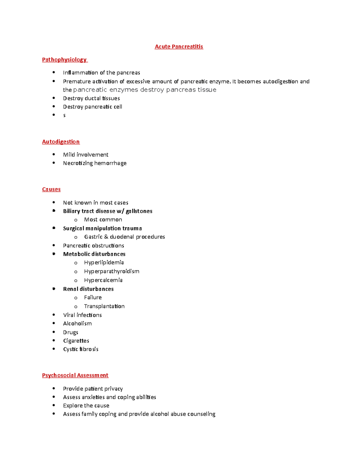 Acute Pancreatitis - Staff Exam 4 - Acute Pancreatitis Pathophysiology ...