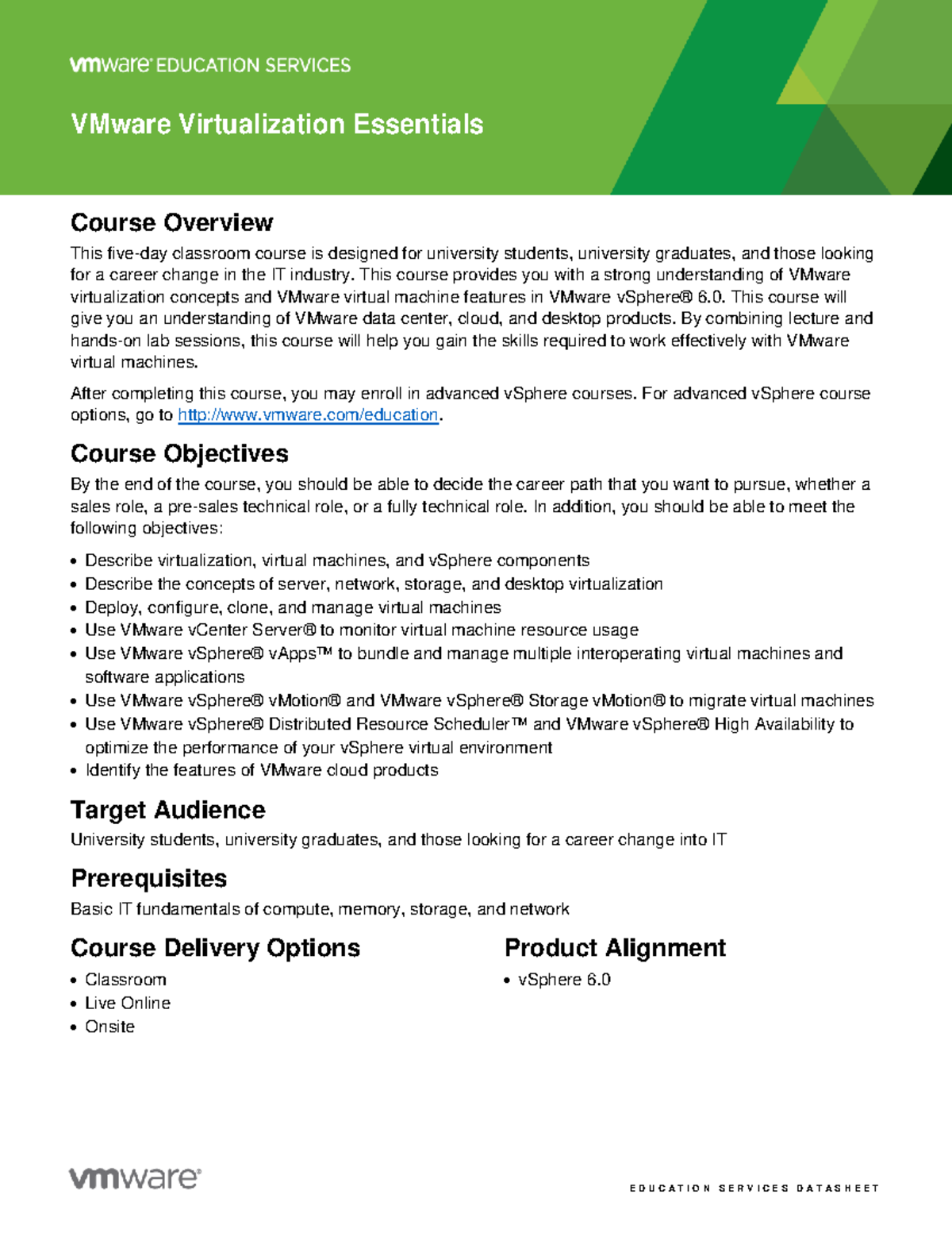 VCA Virtualization Essentials Course Content - E D U C A T I O N S E R ...