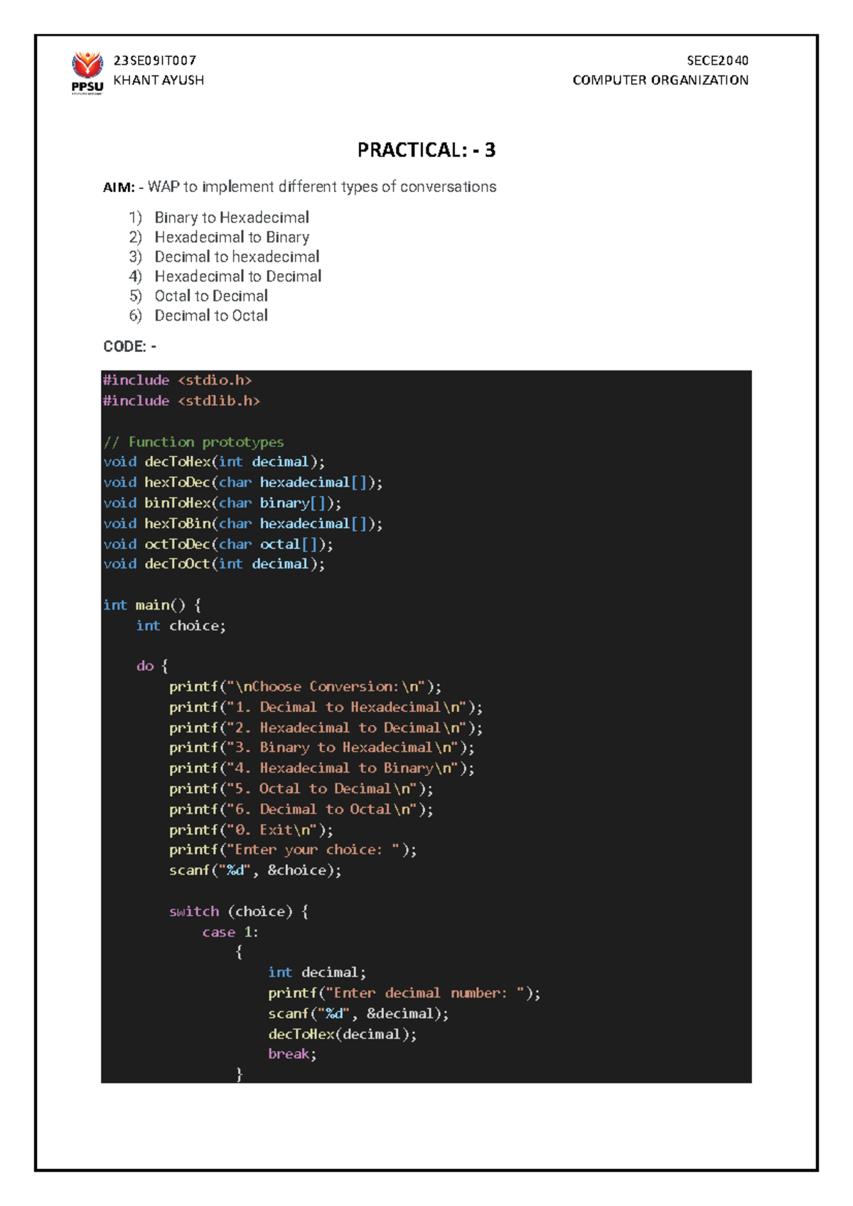 Practical-3 CO - co practical 3 - KHANT AYUSH COMPUTER ORGANIZATION ...