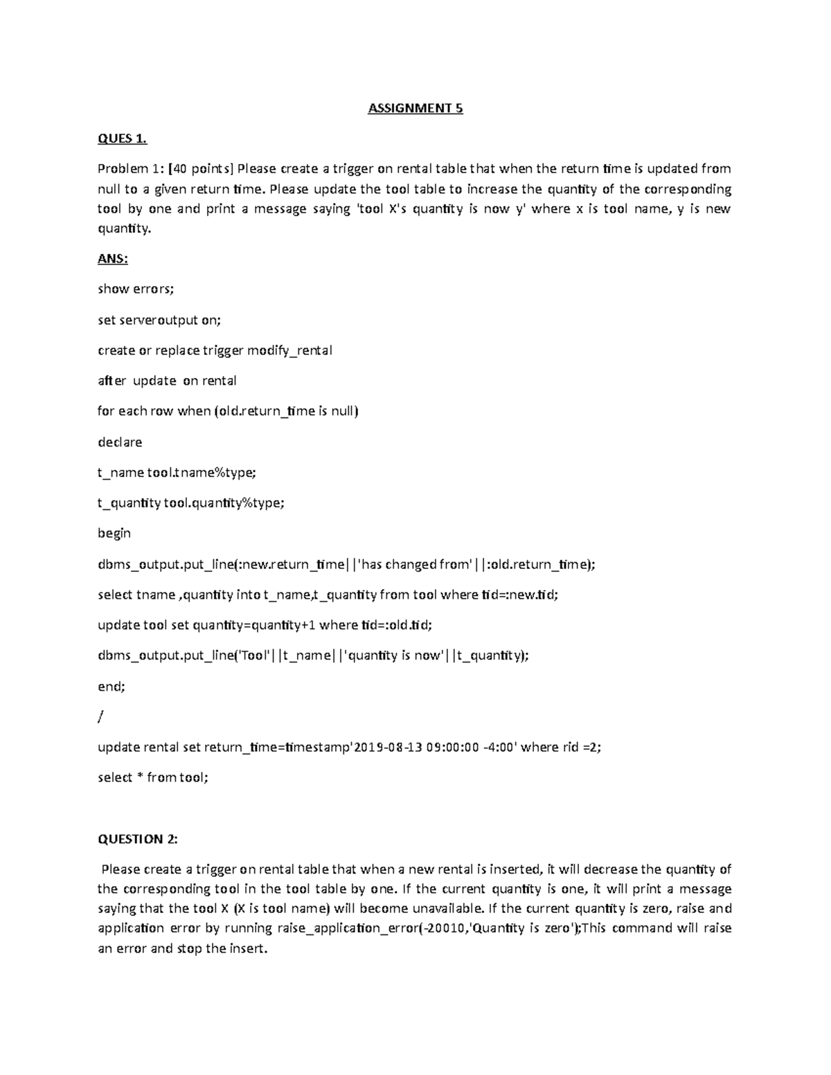 Assignment 5 Answers Sql Queries Assignment 5 Ques 1 Problem 1