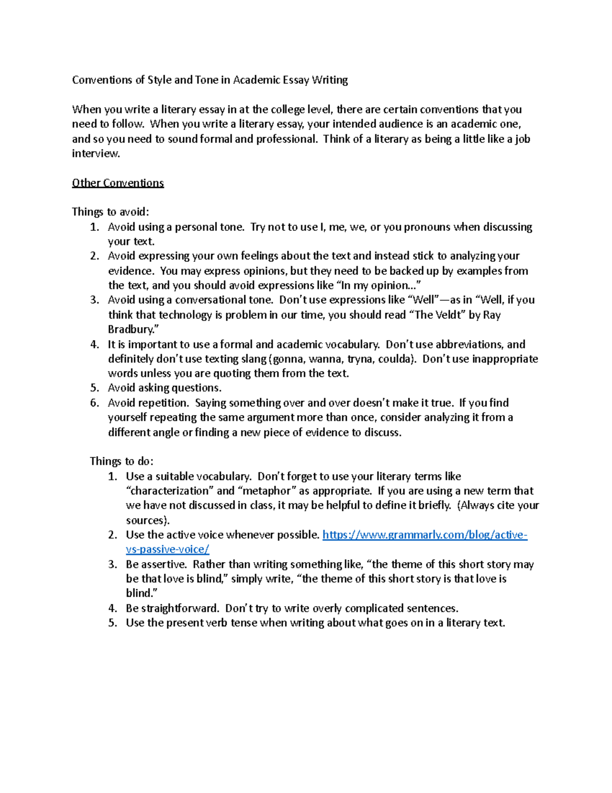 Essay Tone Conventions - Conventions of Style and Tone in Academic ...