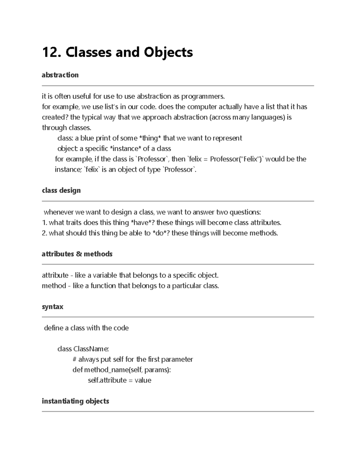 12 Classes And Objects 12 Classes And Objects Abstraction It Is Often Useful For Use To Use