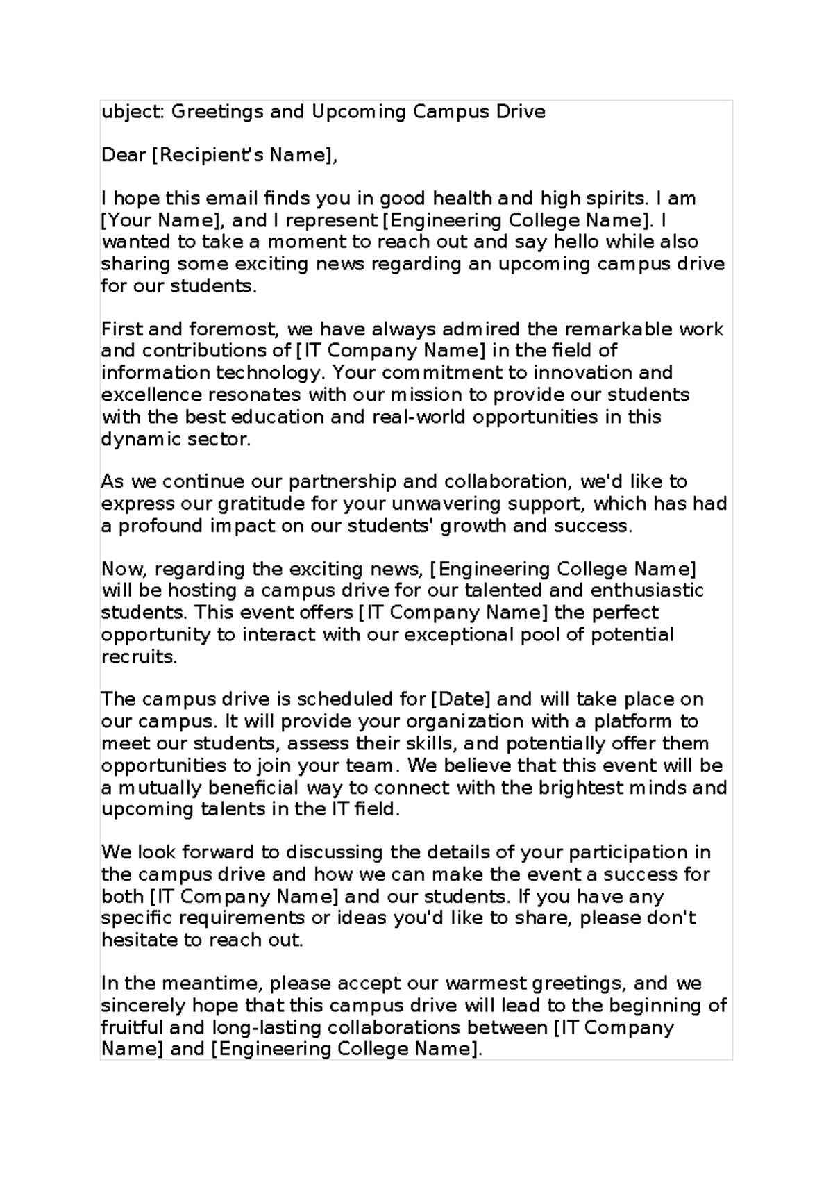 Hi mail - dwsdwq - ubject: Greetings and Upcoming Campus Drive Dear ...