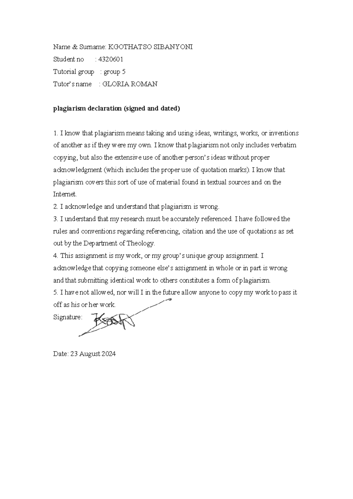 ETH 121 P2 assignmentedited - Name & Surname: KGOTHATSO SIBANYONI ...