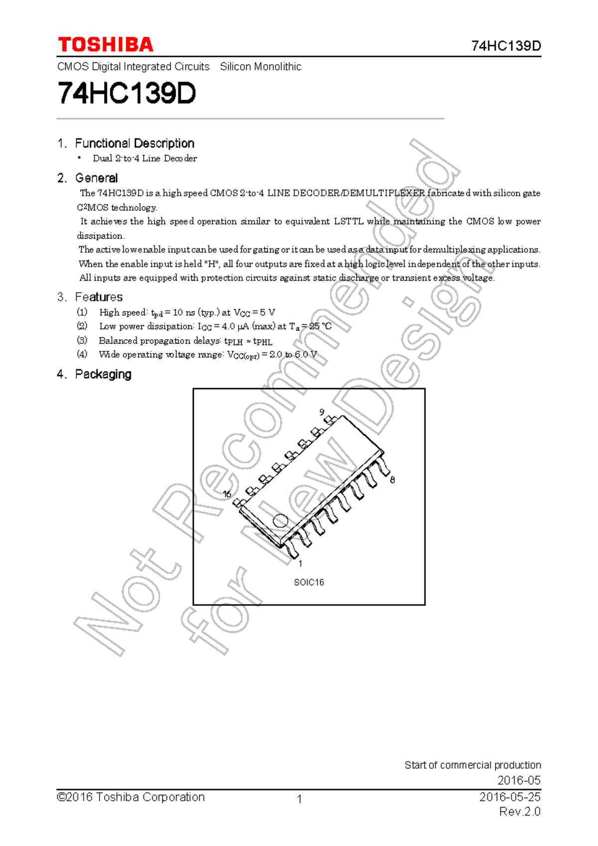 74HC139D datasheet en 2016 0525 - 1 CMOS Digital Integrated Circuits ...