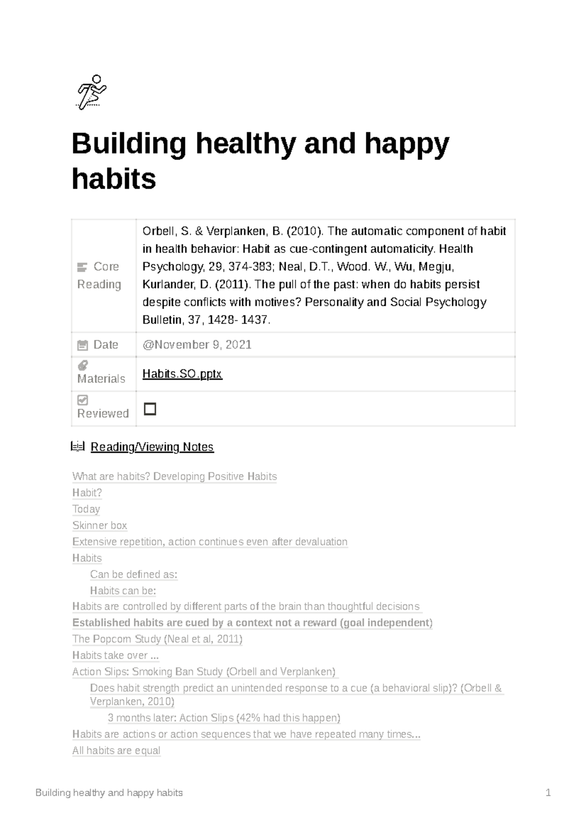 Building healthy and happy habits - Lecture 5 - Building healthy and ...
