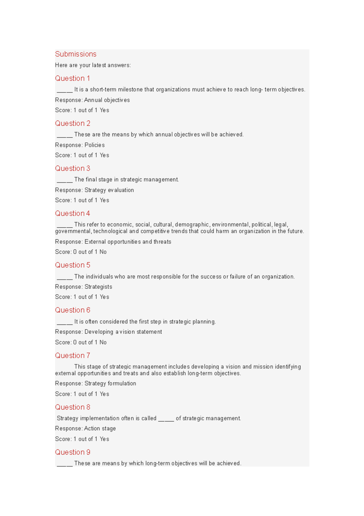 Chapter 7- Strategic Management - Submissions Here are your latest ...