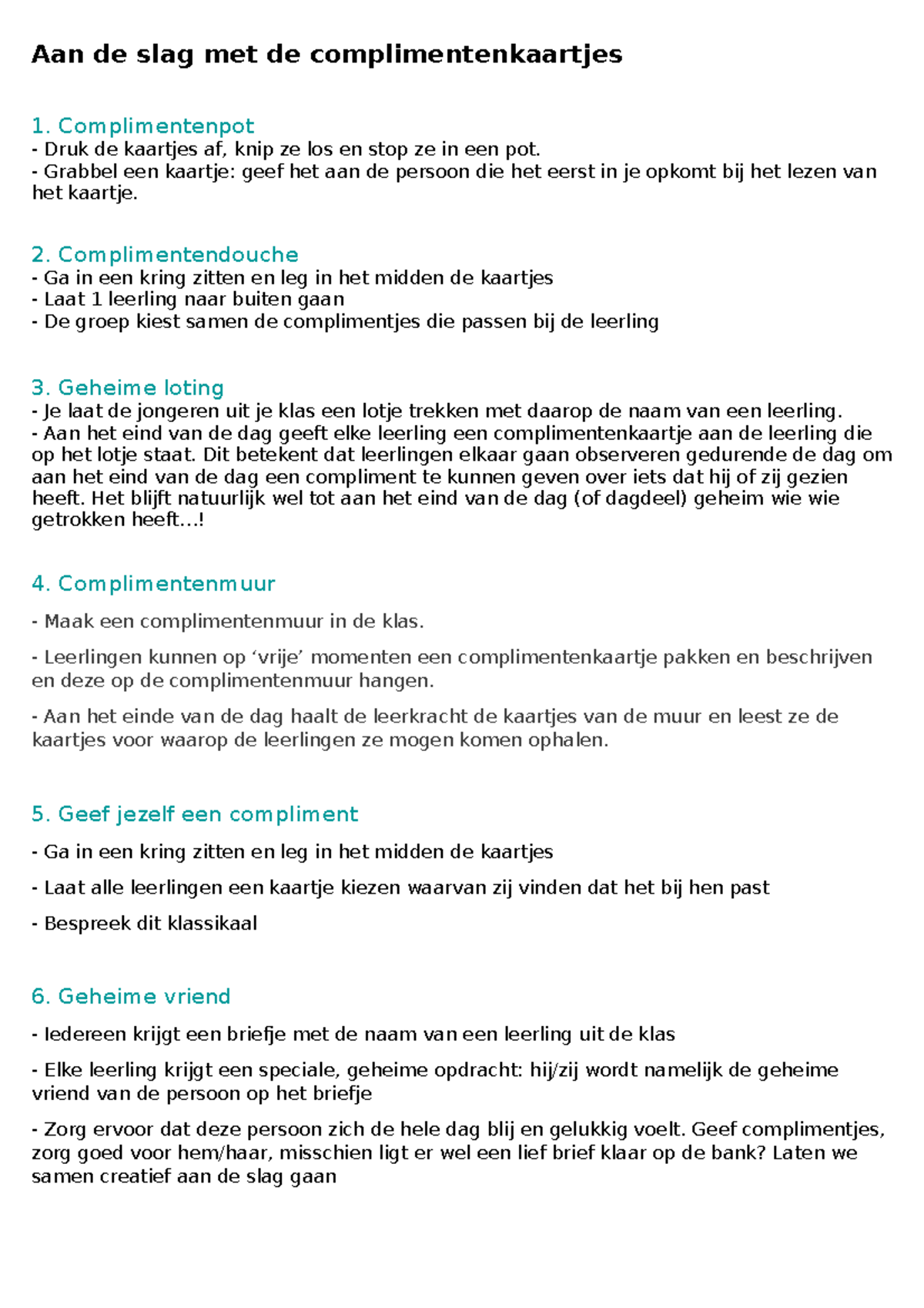 Complimentenkaartjes - Complimentenpot Druk de kaartjes af, knip ze los ...