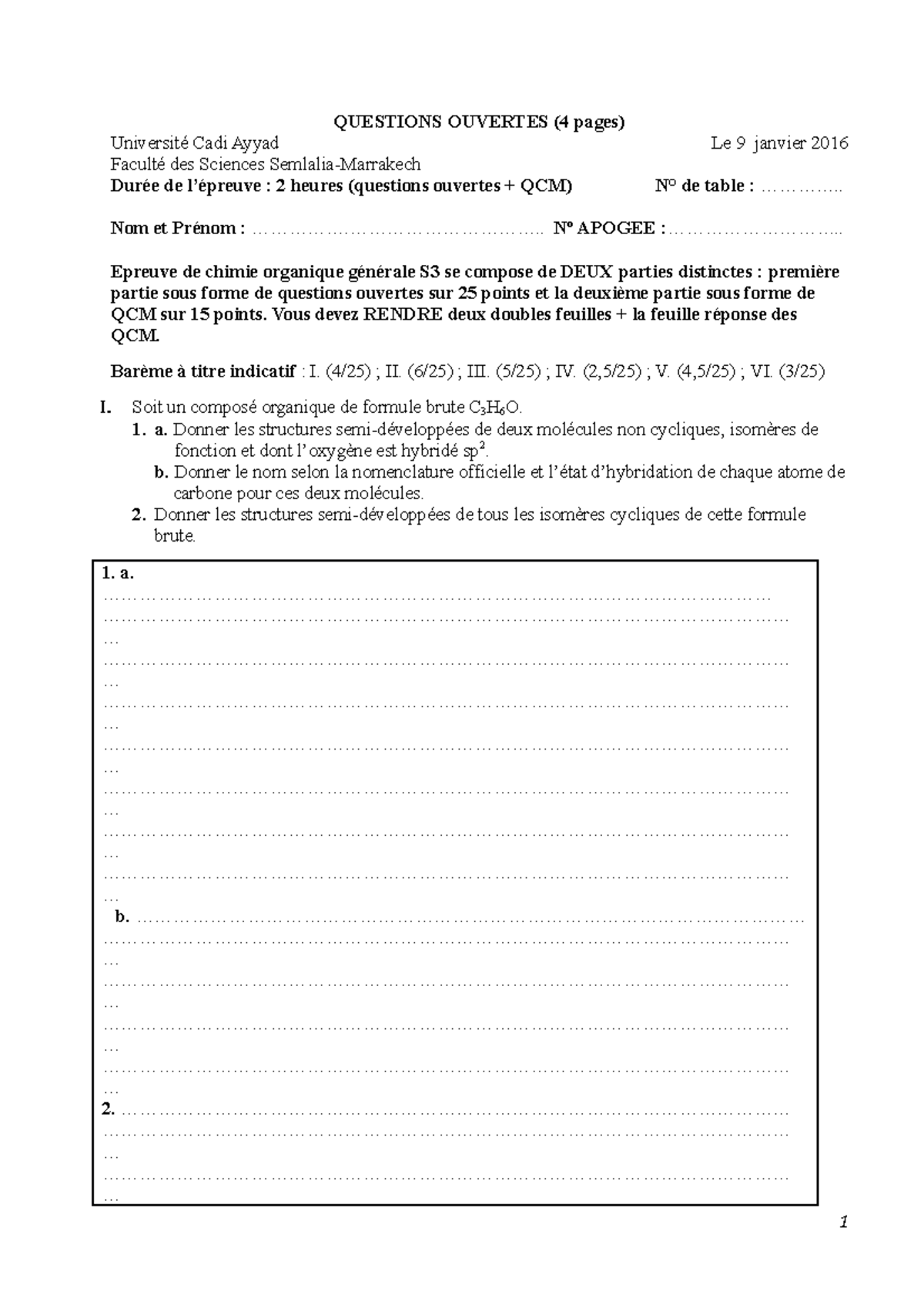 S3 QROC janvier 2016 - QUESTIONS OUVERTES (4 pages) Université Cadi ...