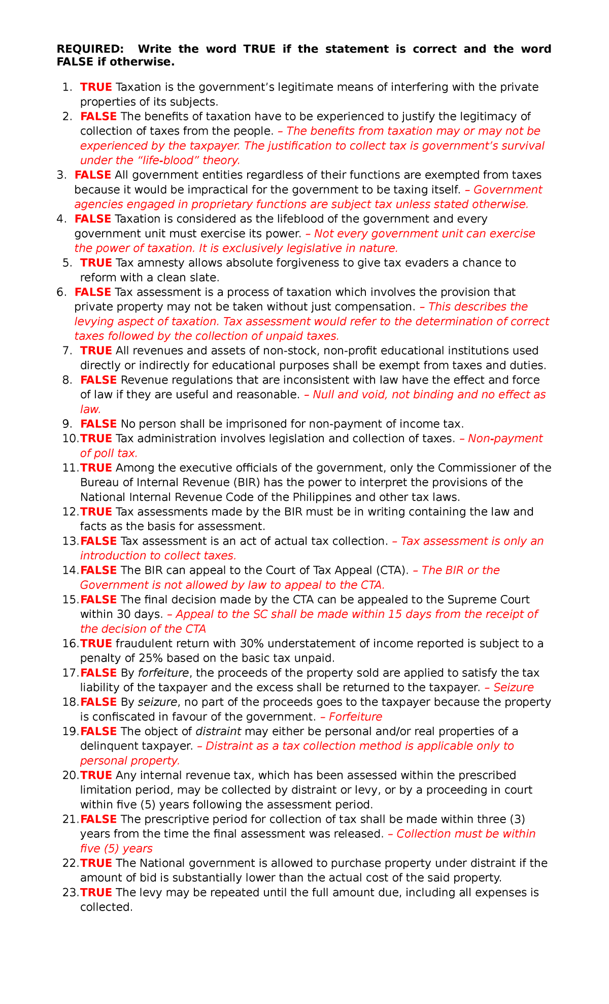 QUIZ 3 - Income Taxation Practice Materials - Theoretical and Problem ...