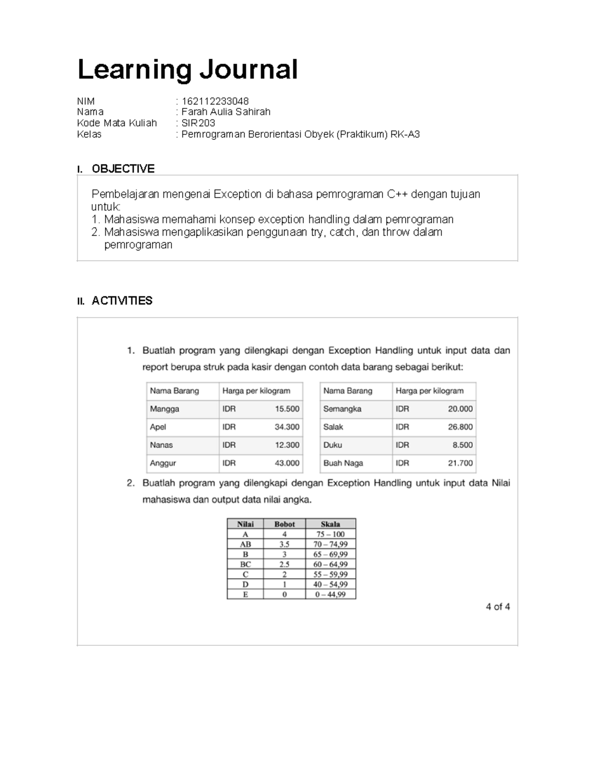 Exception Study Case using C++ - Learning Journal NIM : 162112233048 ...